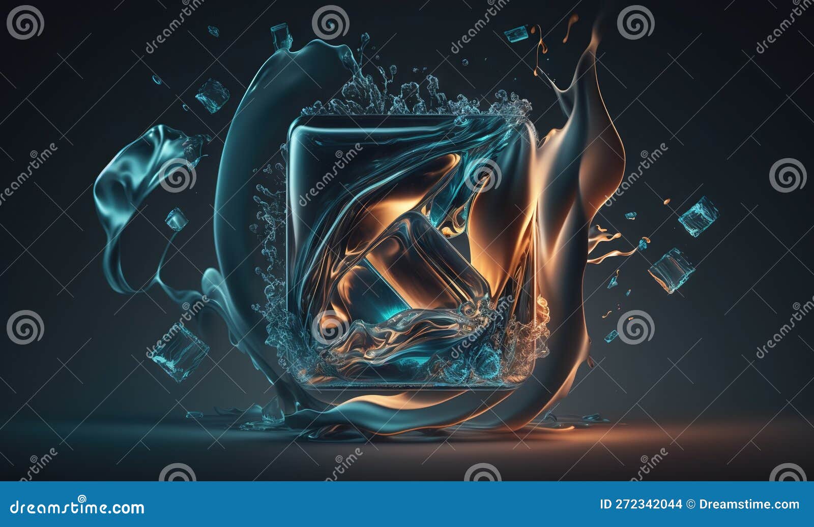 A Glass of Water with Ice Cubes Floating Around it Stock Illustration ...