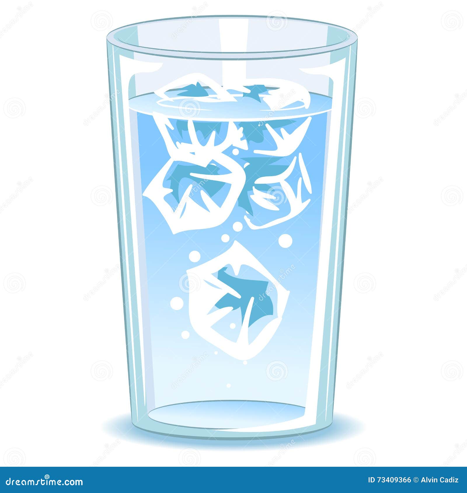 Glass of water with ice stock vector. Illustration of bubble - 73409366