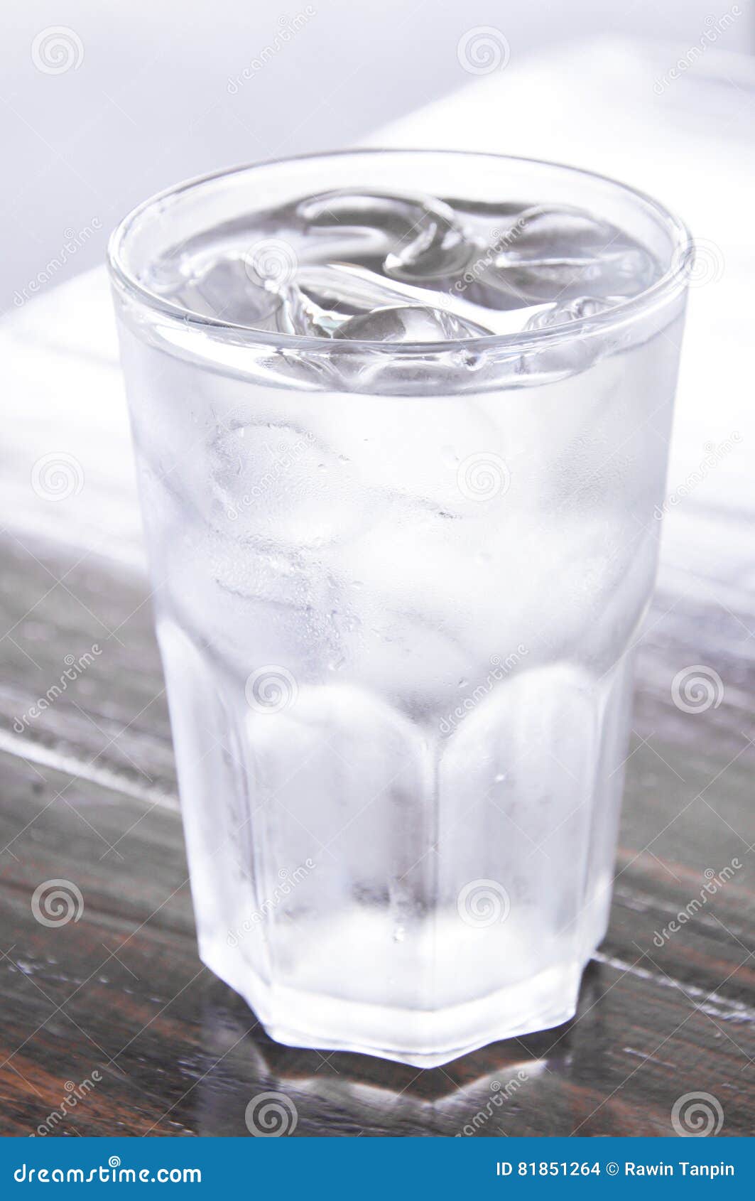 Glass of Water with Ice on Wooden Table Stock Photo - Image of healthy ...