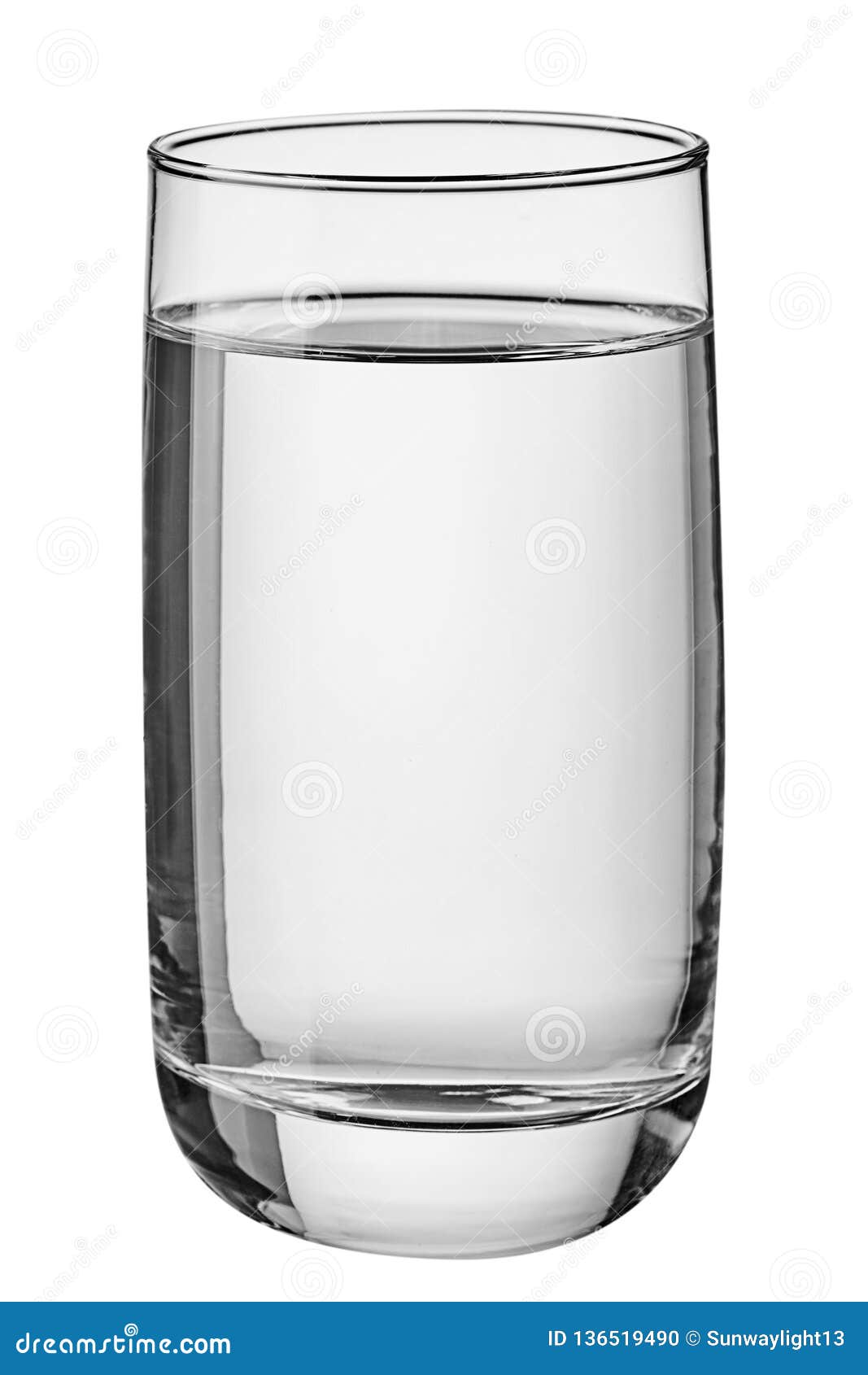 Glass of Water Isolated on White Background. Stock Photo - Image of ...
