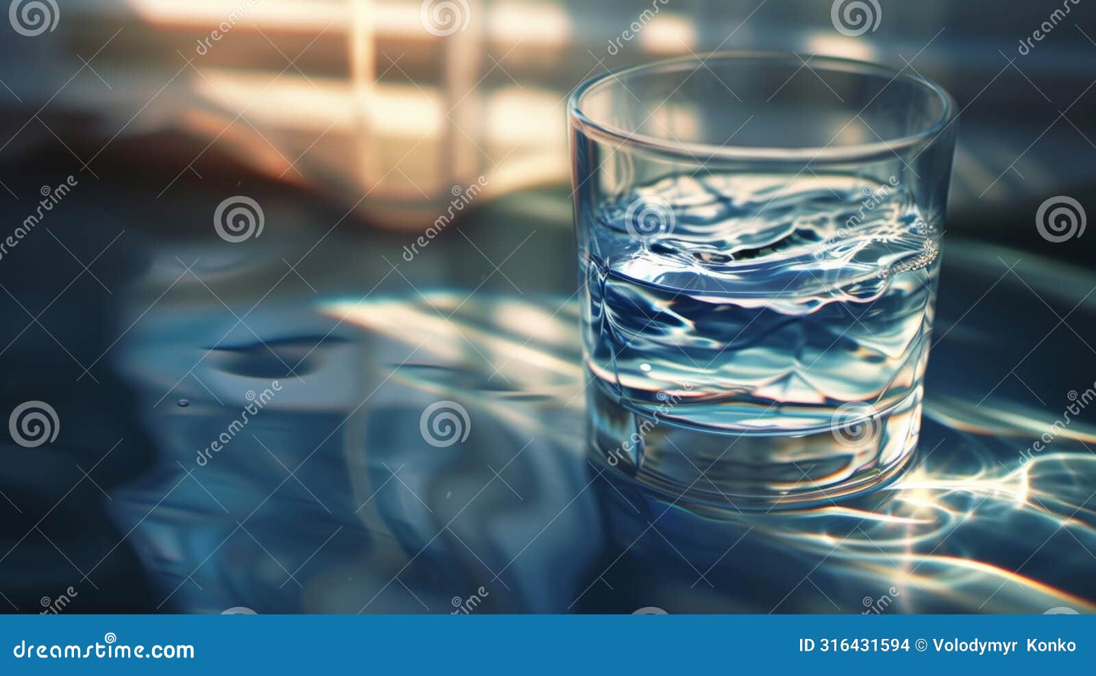 Glass of Water with Light Reflections on Surface Stock Photo - Image of ...