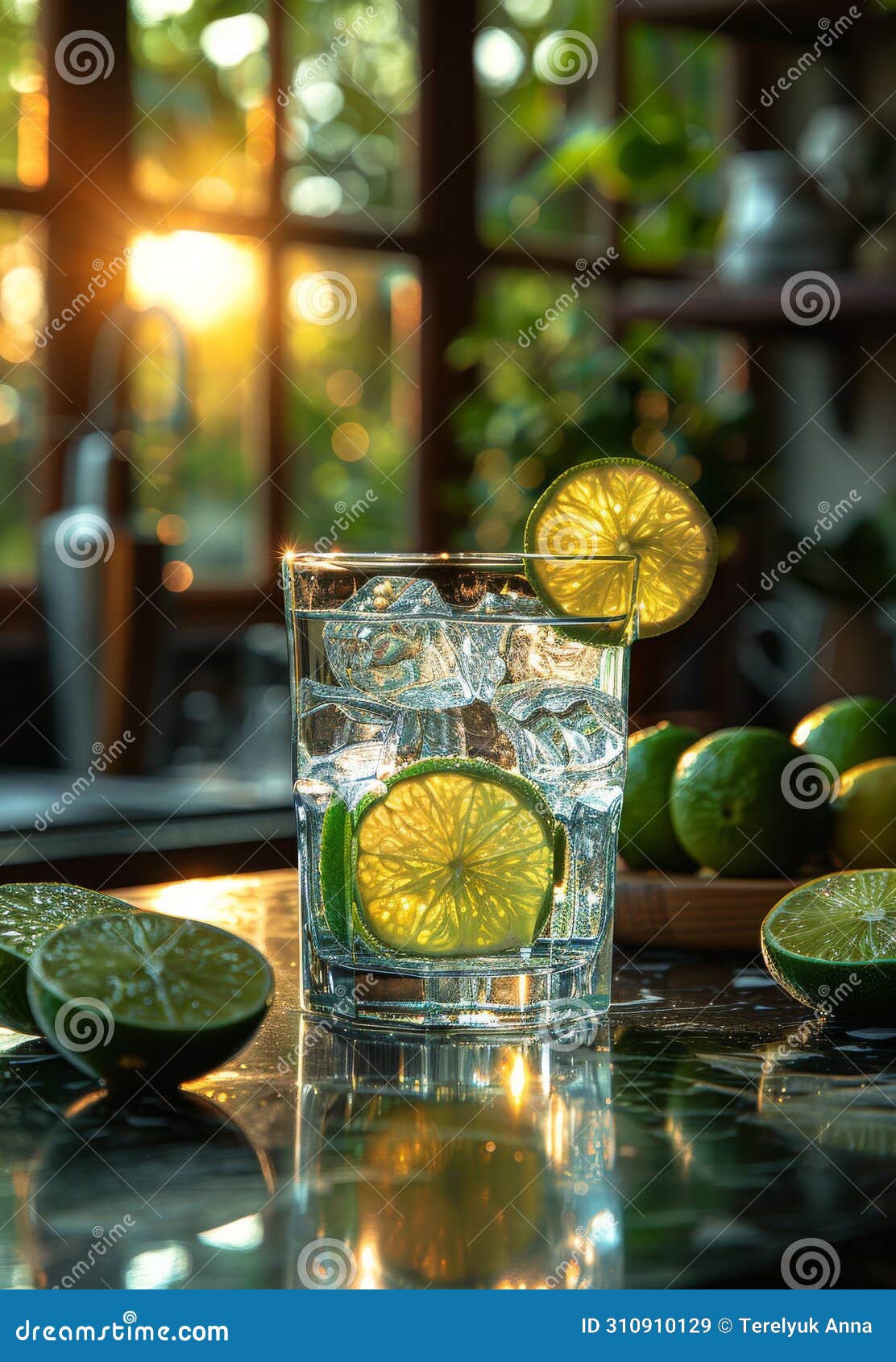 Glass of Water with Lime on the Table Stock Image - Image of juice ...