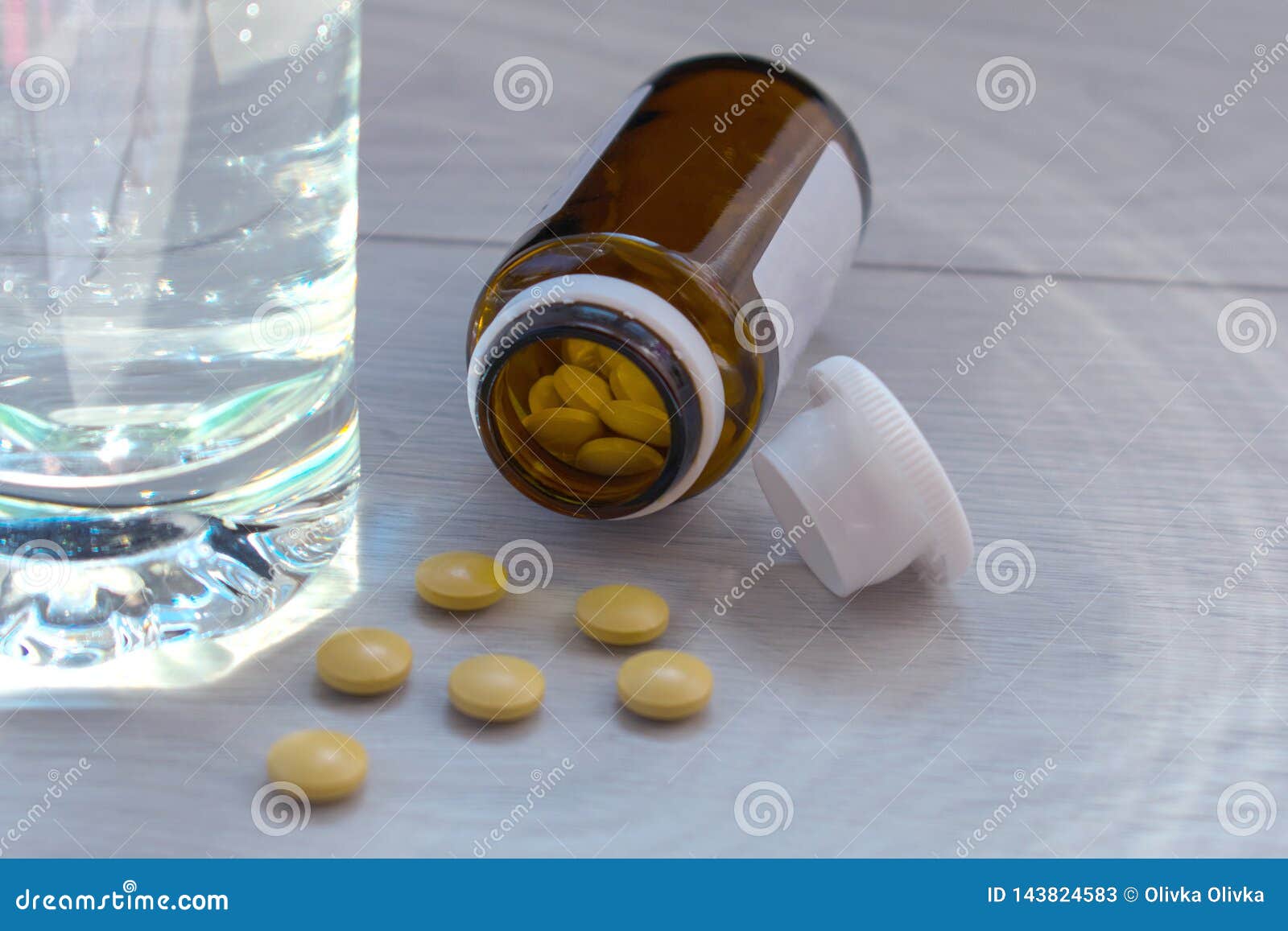 Glass of Water and Pills on the Table Stock Image - Image of drug ...