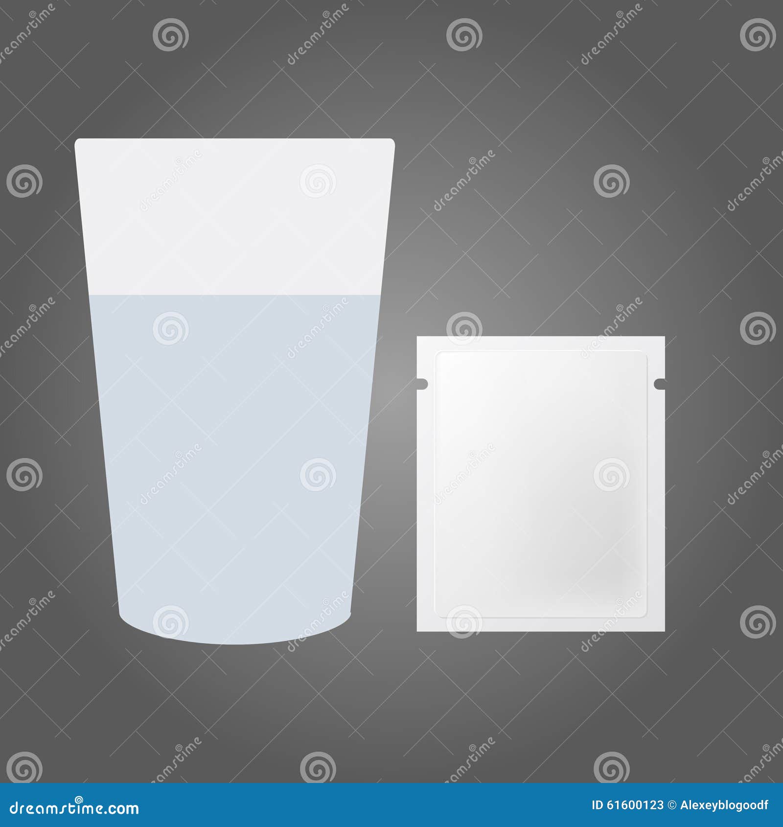 Glass of Water and the Powder in the Packet Stock Vector - Illustration ...