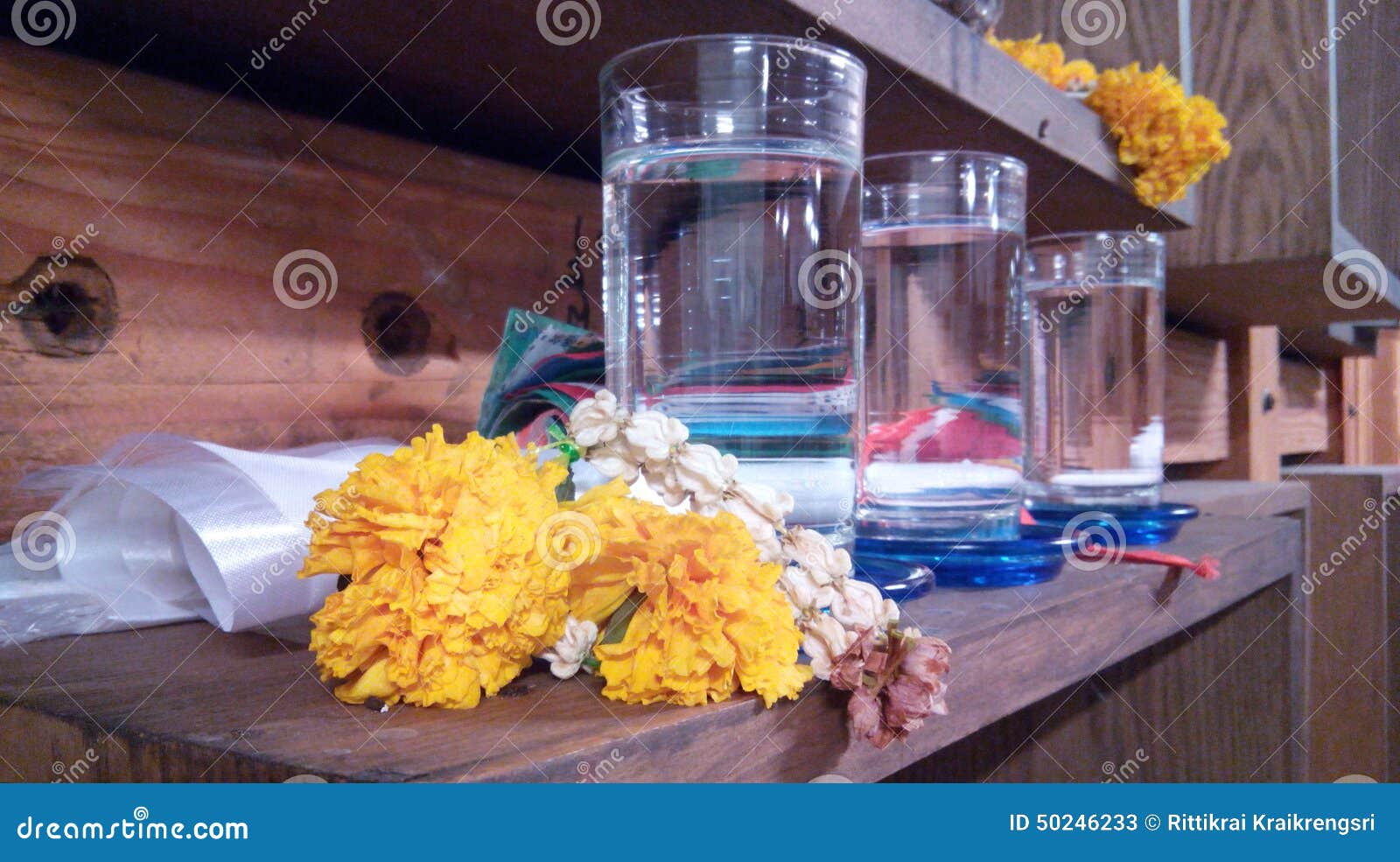 Glass of water for pray stock image. Image of shelves - 50246233