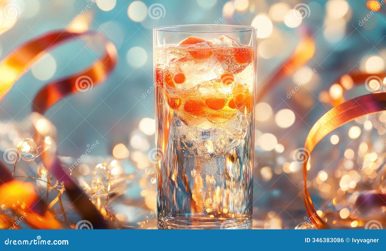A Glass of Water with a Red Ribbon Around it Stock Photo - Image of ...