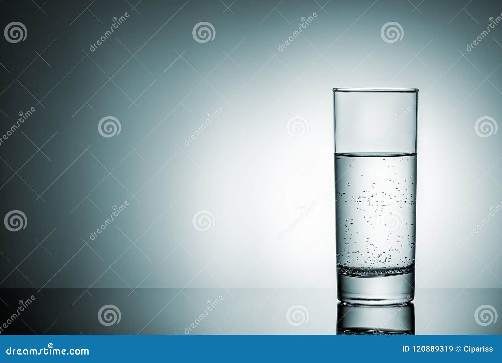 Glass of Water with Reflection Stock Image - Image of diet, blue: 120889319