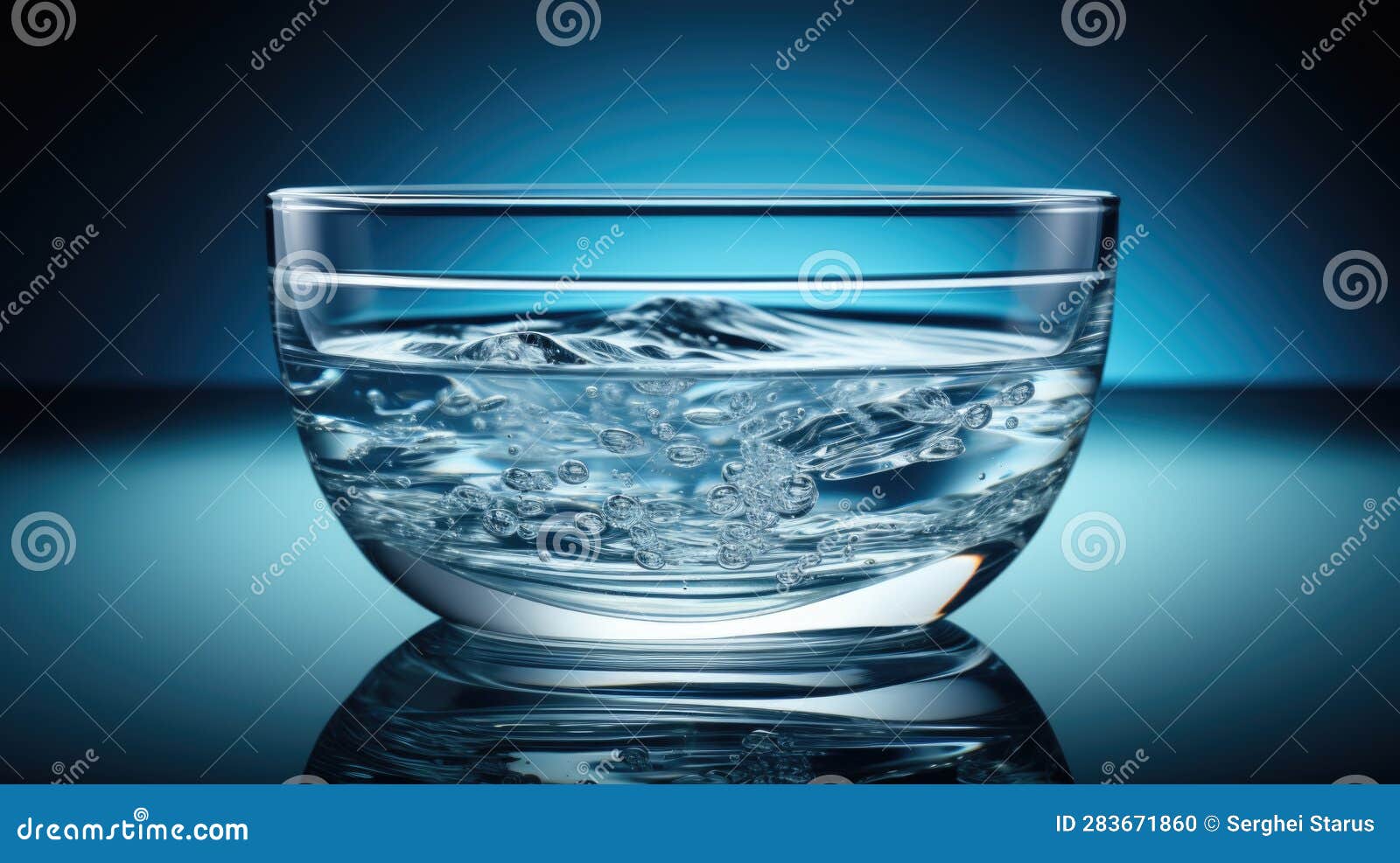 A Glass of Water on a Reflective Surface. Generative AI Image. Stock ...