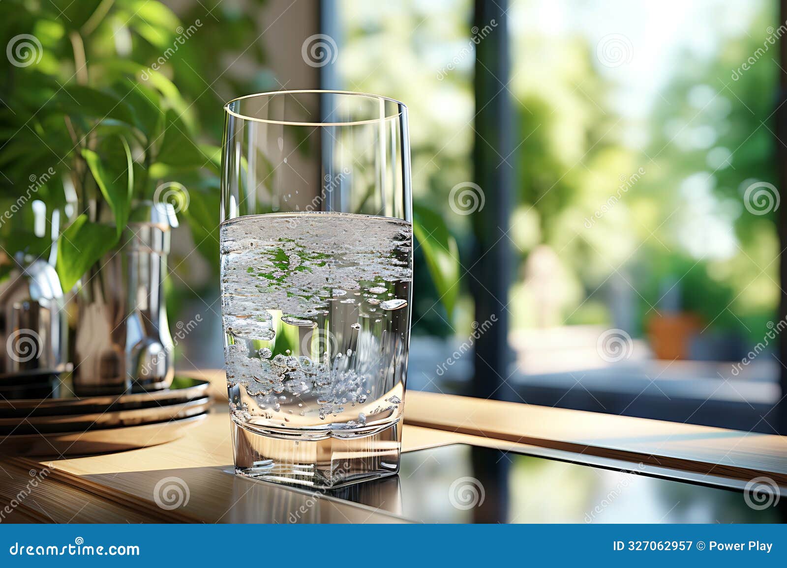 Glass of Water on Table in Cafe. Refreshing Summer Drink Stock Image ...