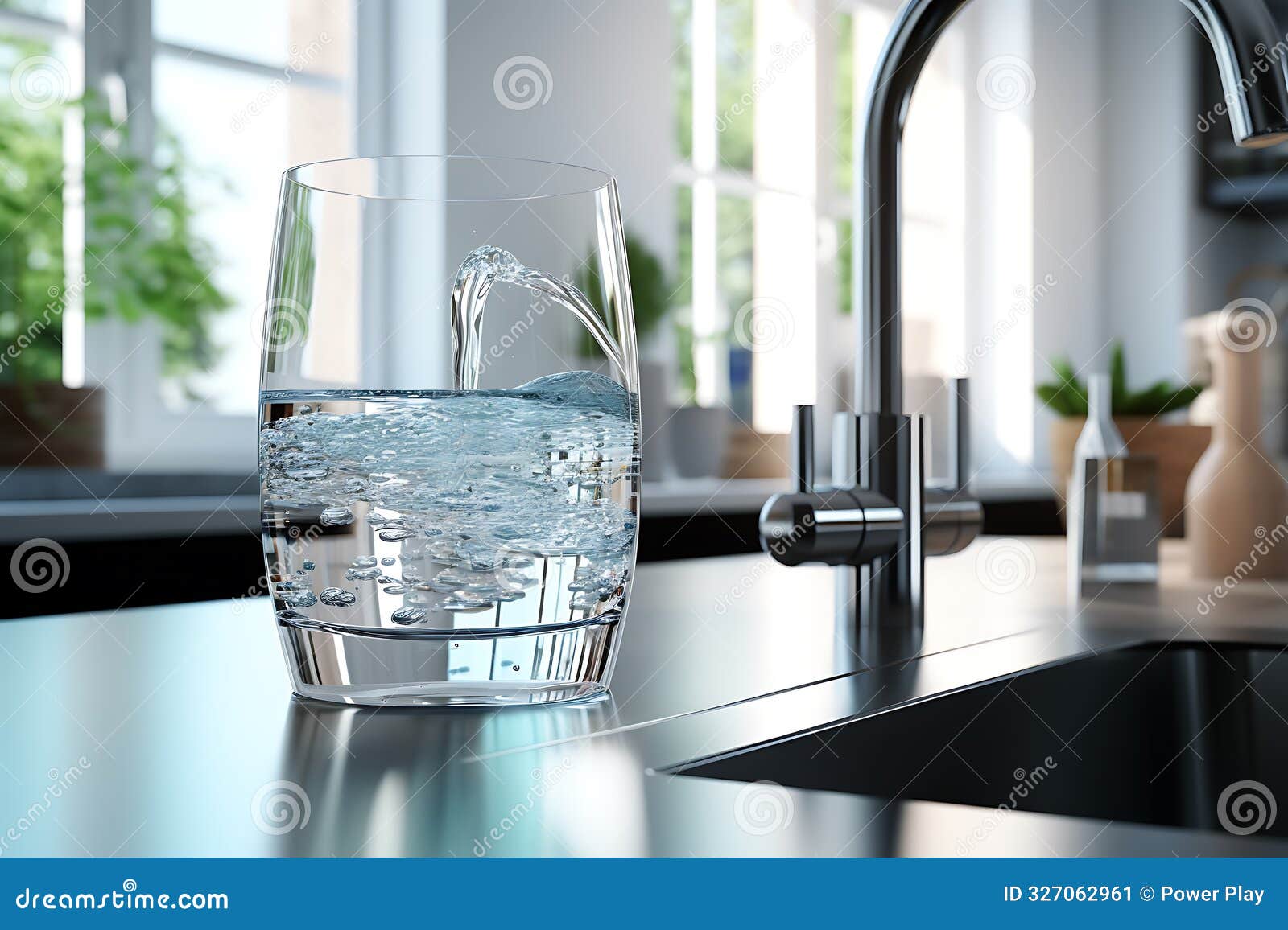Glass of Water on Table in Cafe. Refreshing Summer Drink Stock Image ...