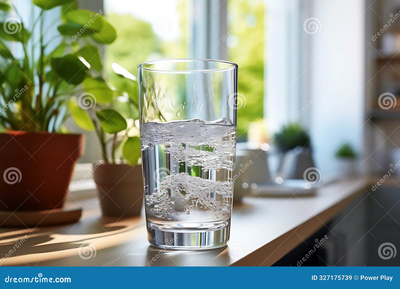 Glass of Water on Table in Cafe. Refreshing Summer Drink Stock Image ...