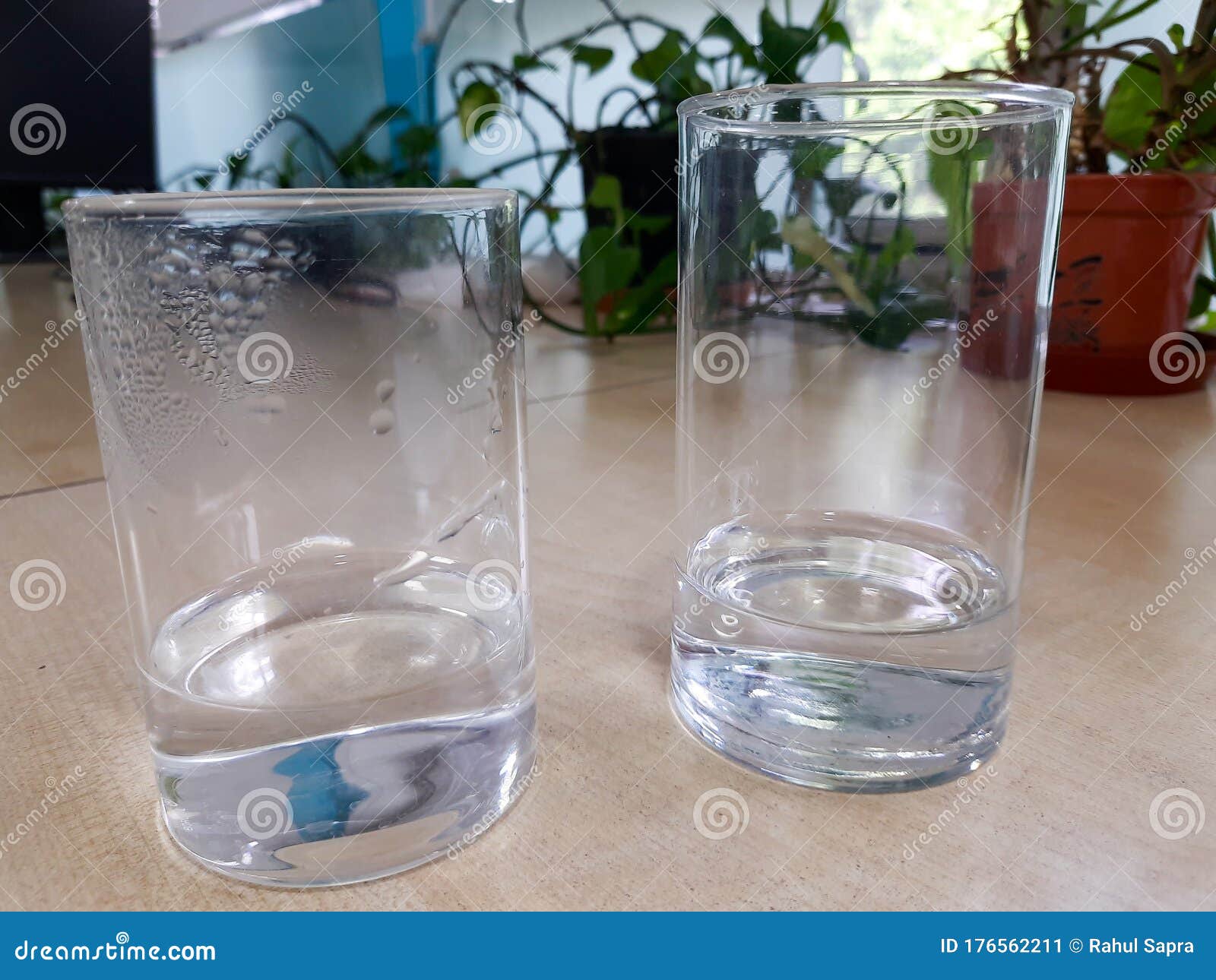 Glass of Water on Table, Glass of Water, Pair of Glass Placed on the ...