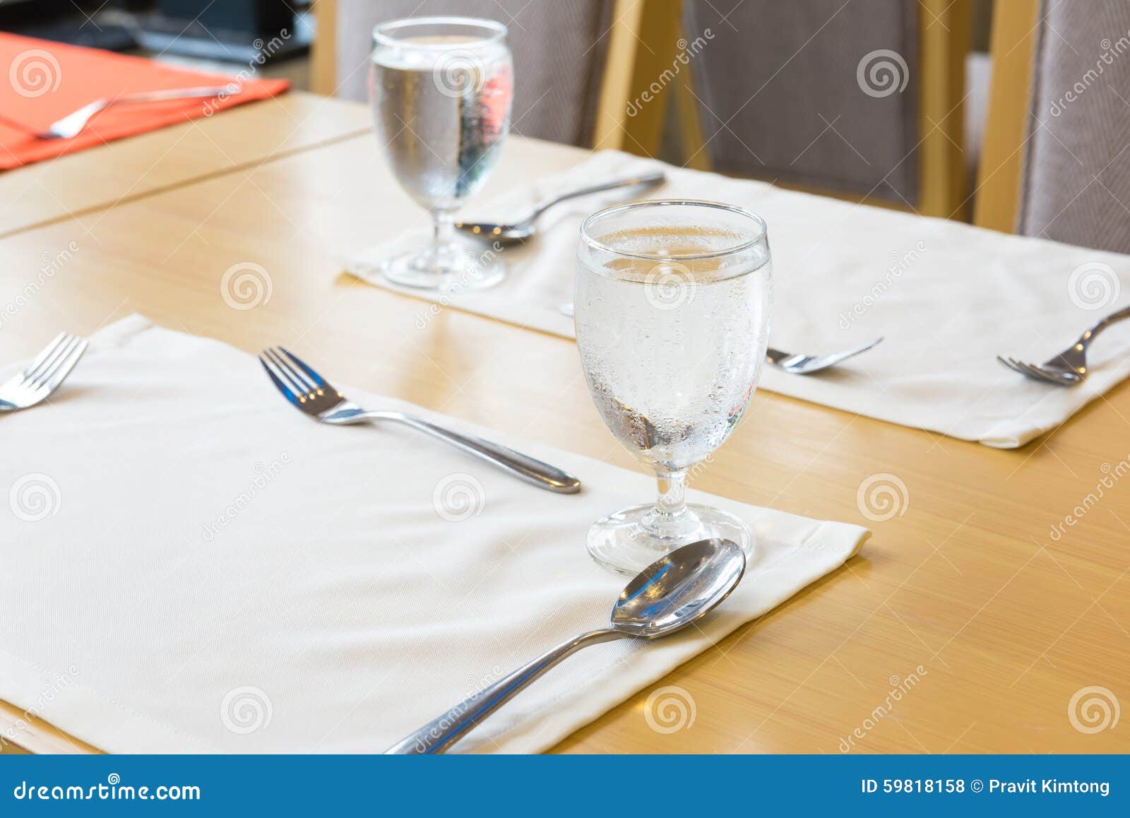 Glass of Water on Table Setting for Dining Stock Photo - Image of meal ...