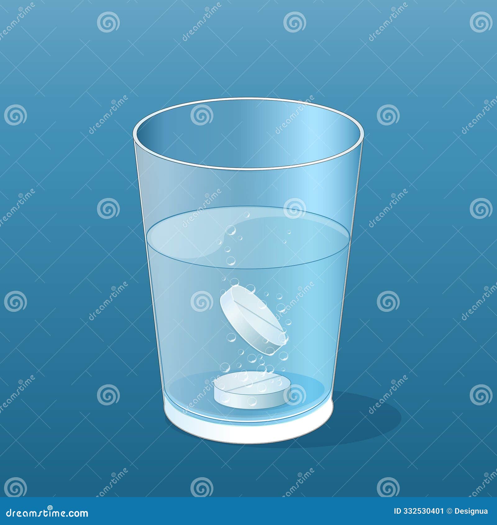 Glass With Effervescent Tablets Dissolving In Liquid Vector ...