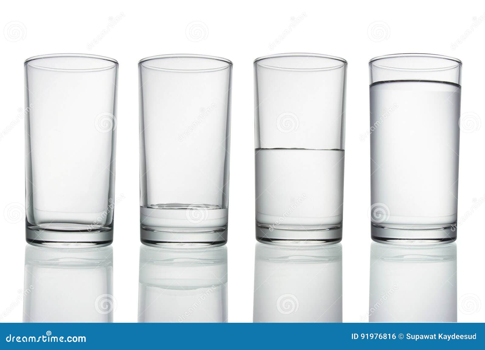Glass of Water on White with Stock Photo - Image of glass, business ...