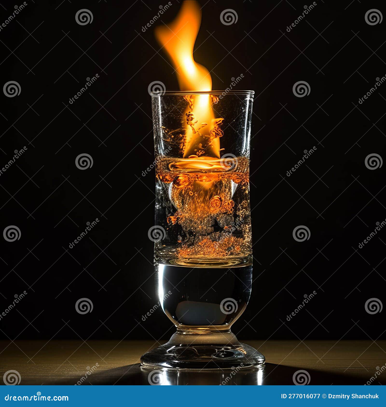 A Glass in Which Liquid is Burning Generative AI Stock Illustration ...