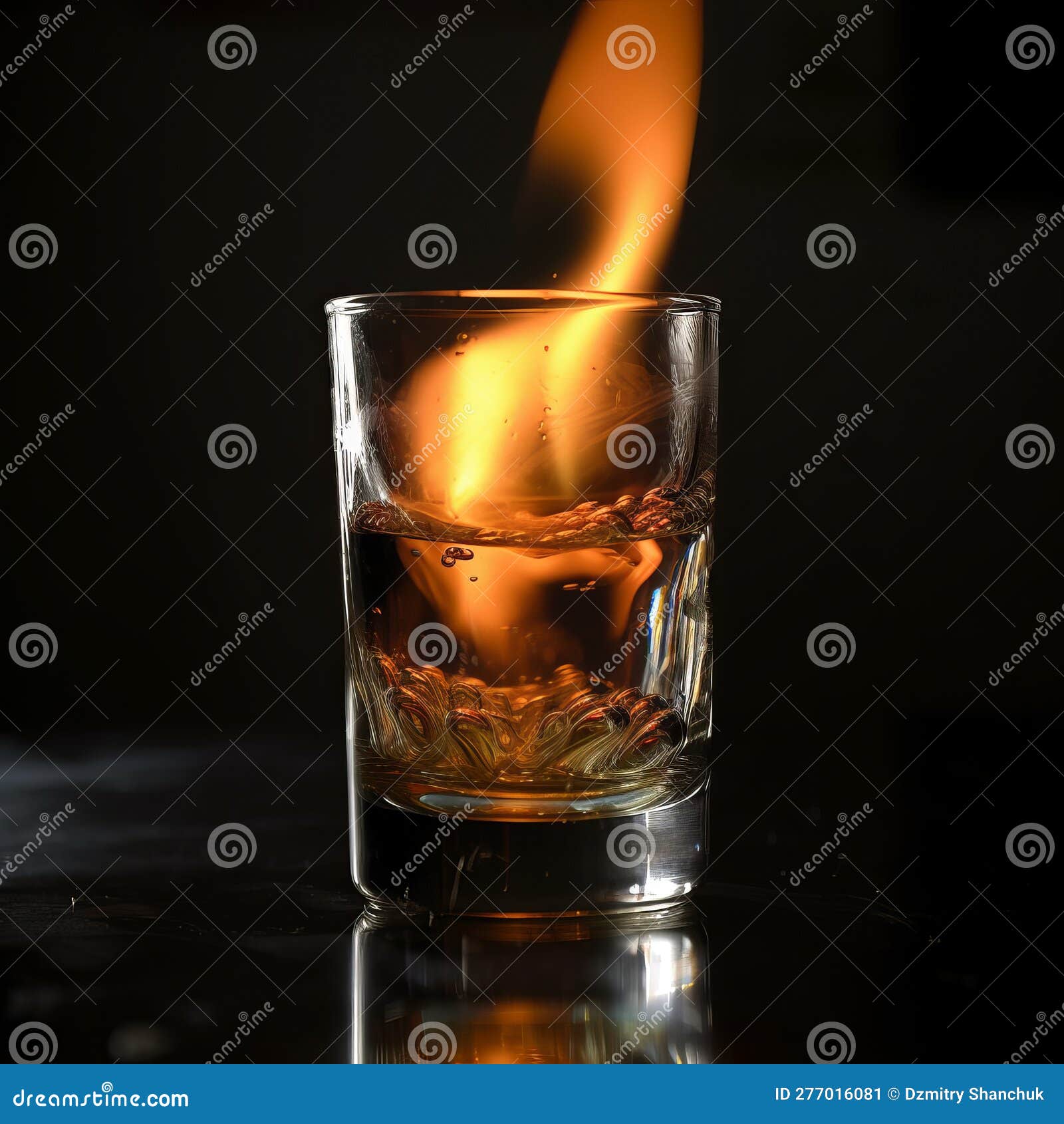 A Glass in Which Liquid is Burning Generative AI Stock Illustration ...