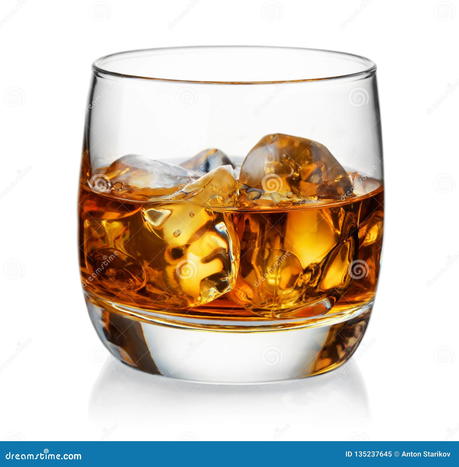 Glass Of Whiskey And Ice Stock Image Image Of Brandy 135237645