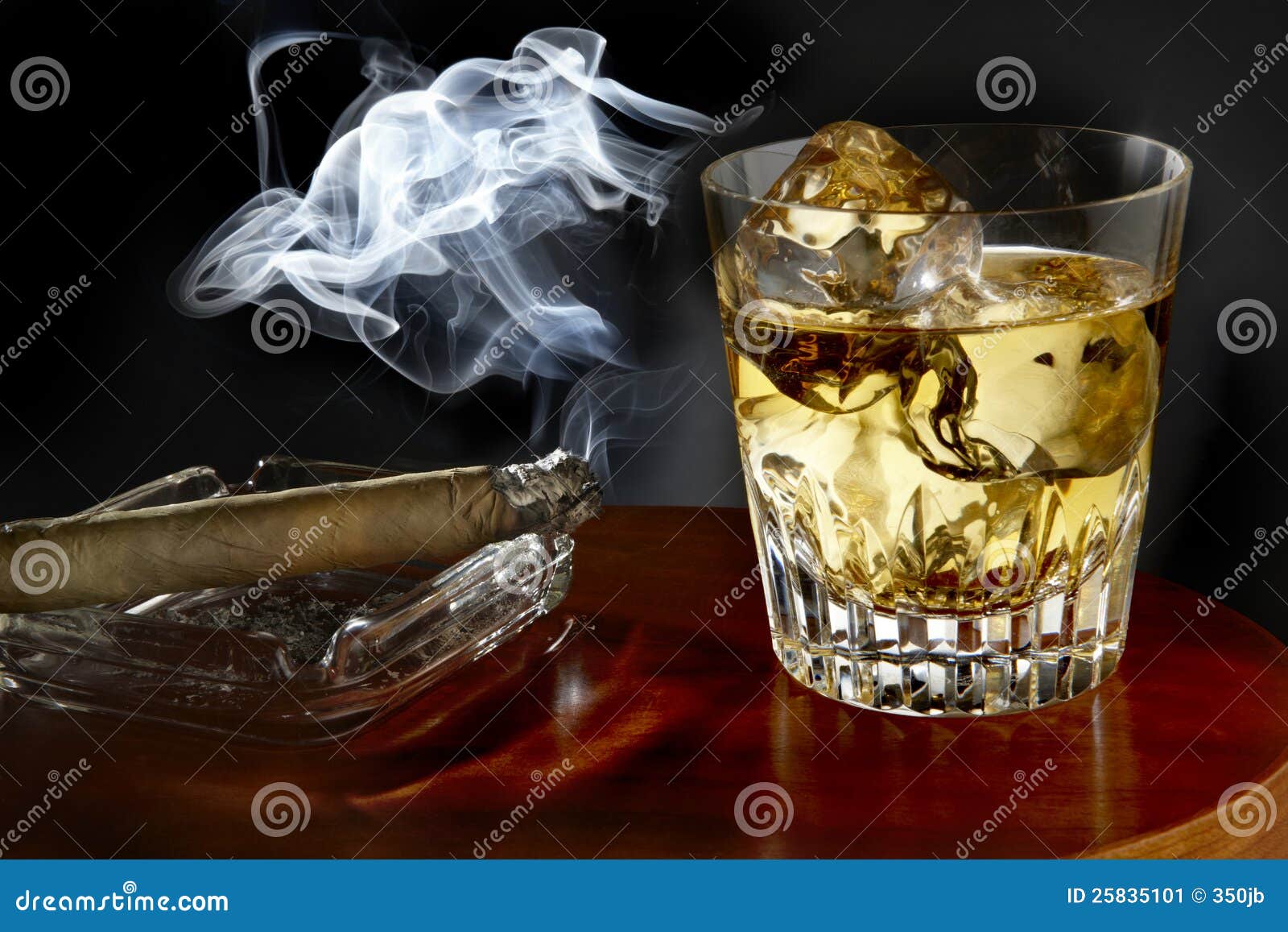 Glass of whisky and cigar stock image. Image of amber - 25835101