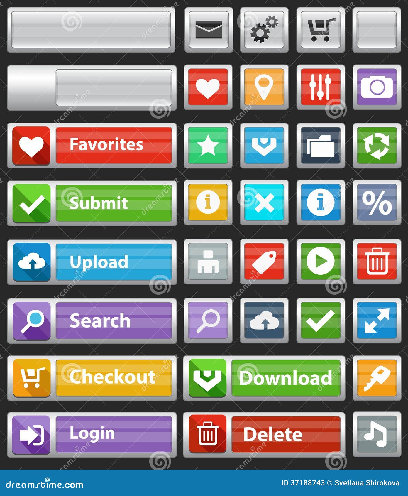 Glass White Web Buttons Set Stock Vector - Illustration of modern ...