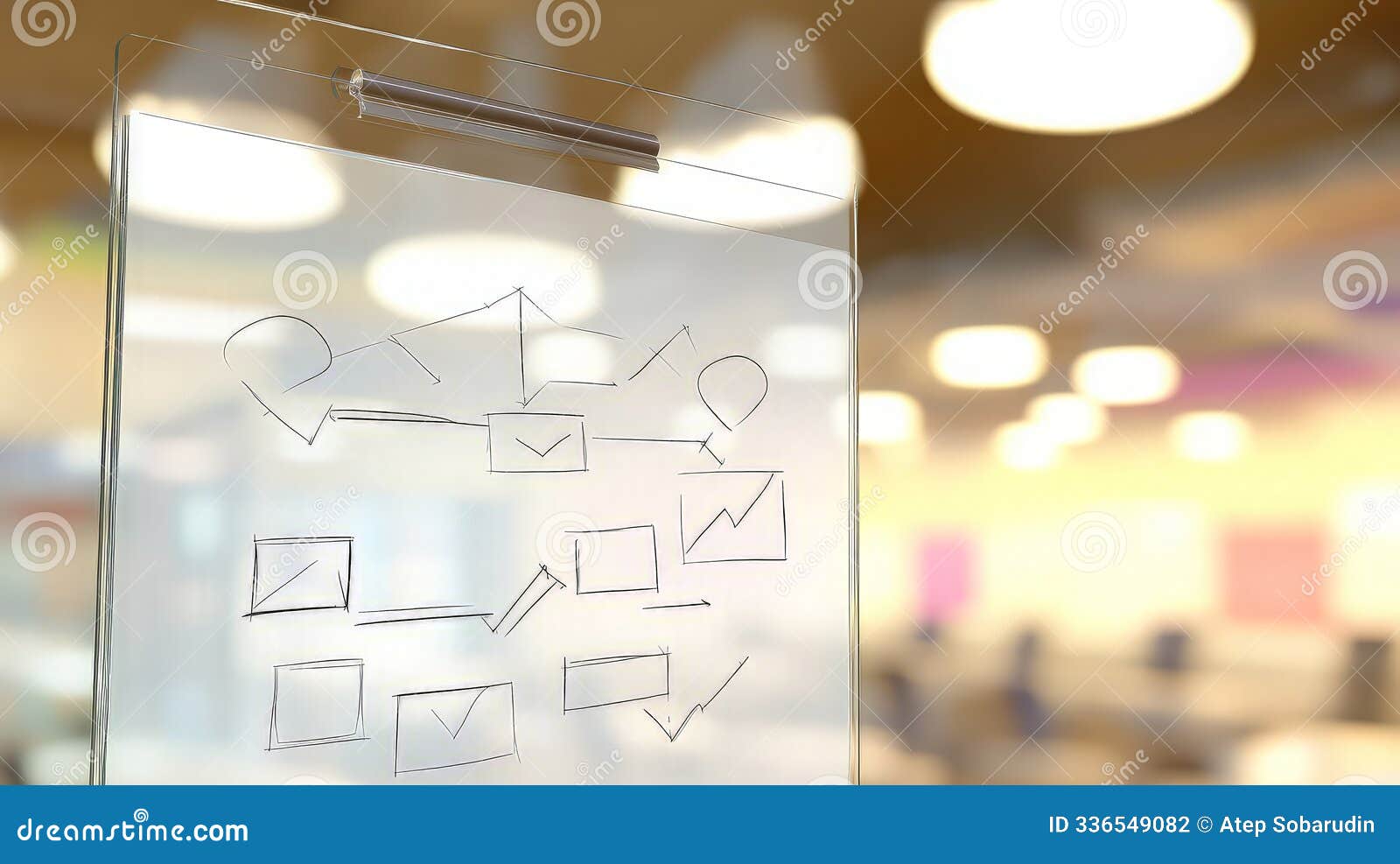 Glass Whiteboard with Hand-drawn Flow Chart in an Office Stock Photo ...