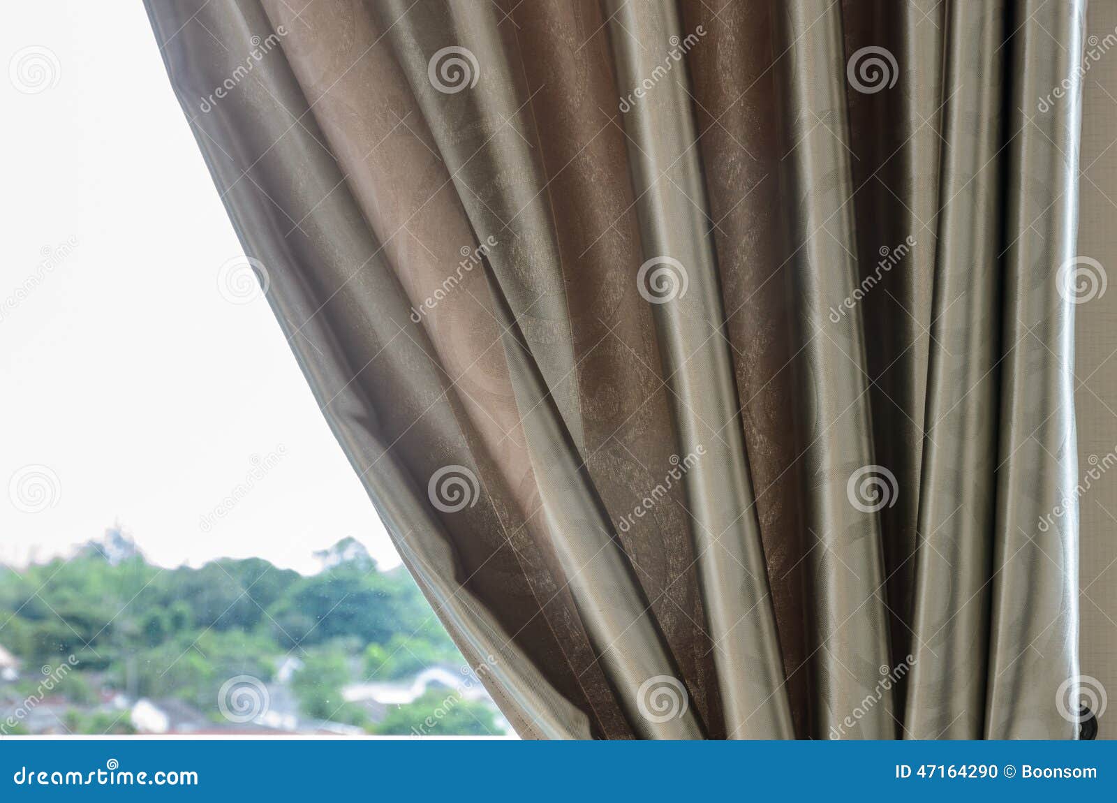 Glass window with curtain stock photo. Image of house - 47164290