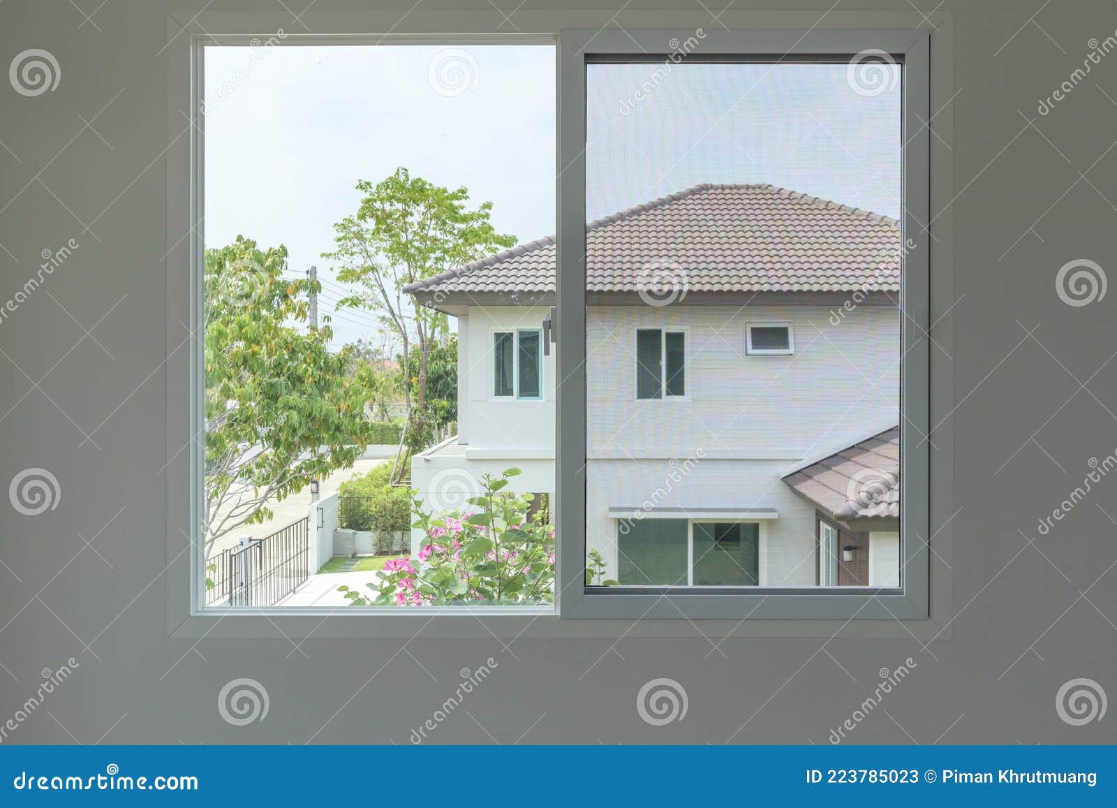 Glass Window Frame House Interior on White Wall Stock Image - Image of ...