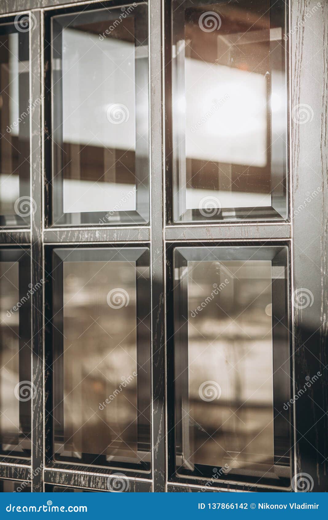 Glass Window of the Front Door with Sun Glare on the Glass Stock Photo ...