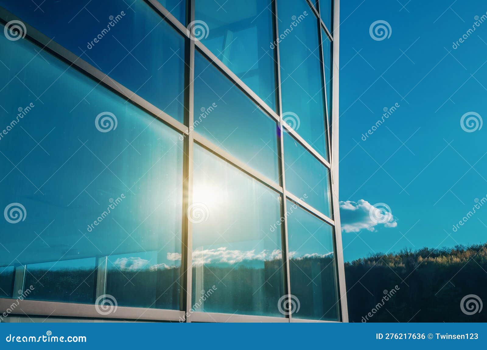 Glass Windows of a Modern Building. Sunlight is Reflected in the Glass ...