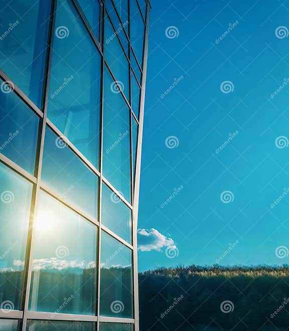 Glass Windows of a Modern Building. Sunlight is Reflected in the Glass ...