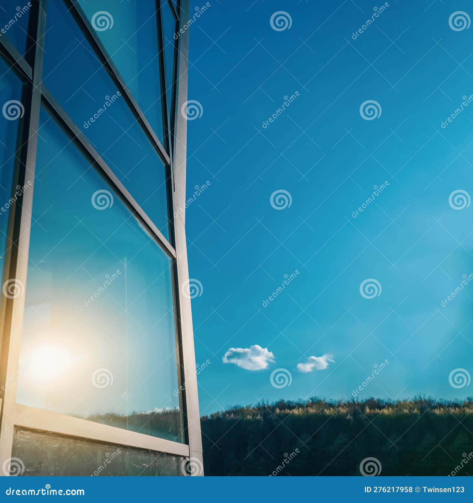 Glass Windows of a Modern Building. Sunlight is Reflected in the Glass ...