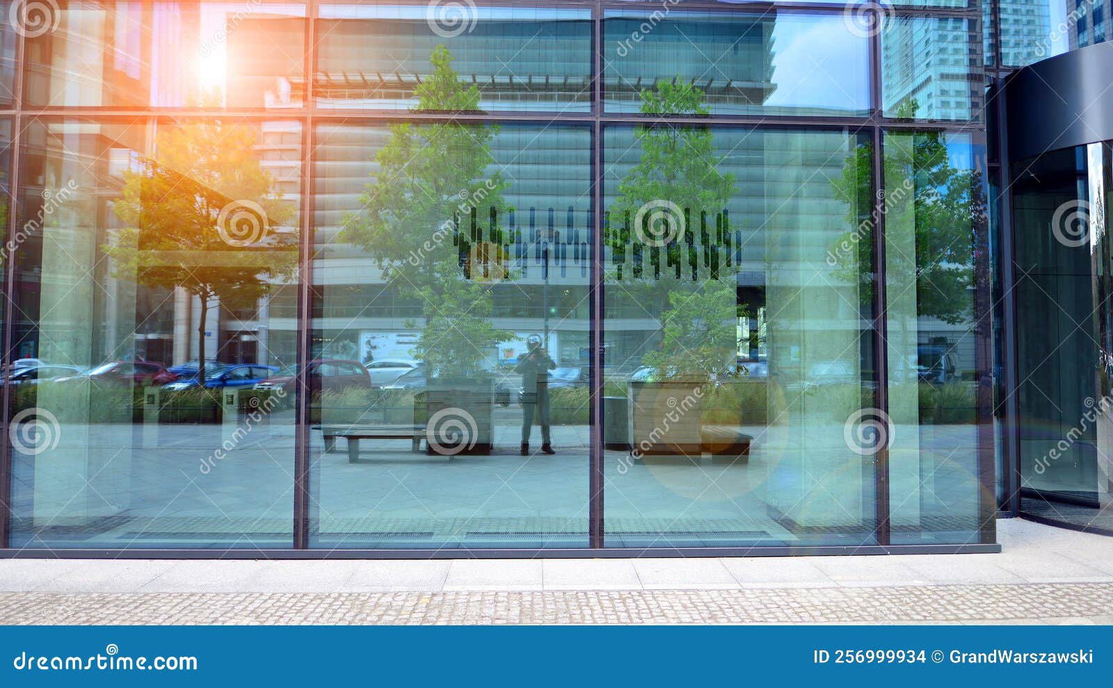 Glass Windows and Sidewalks in Office Buildings. Stock Photo - Image of ...