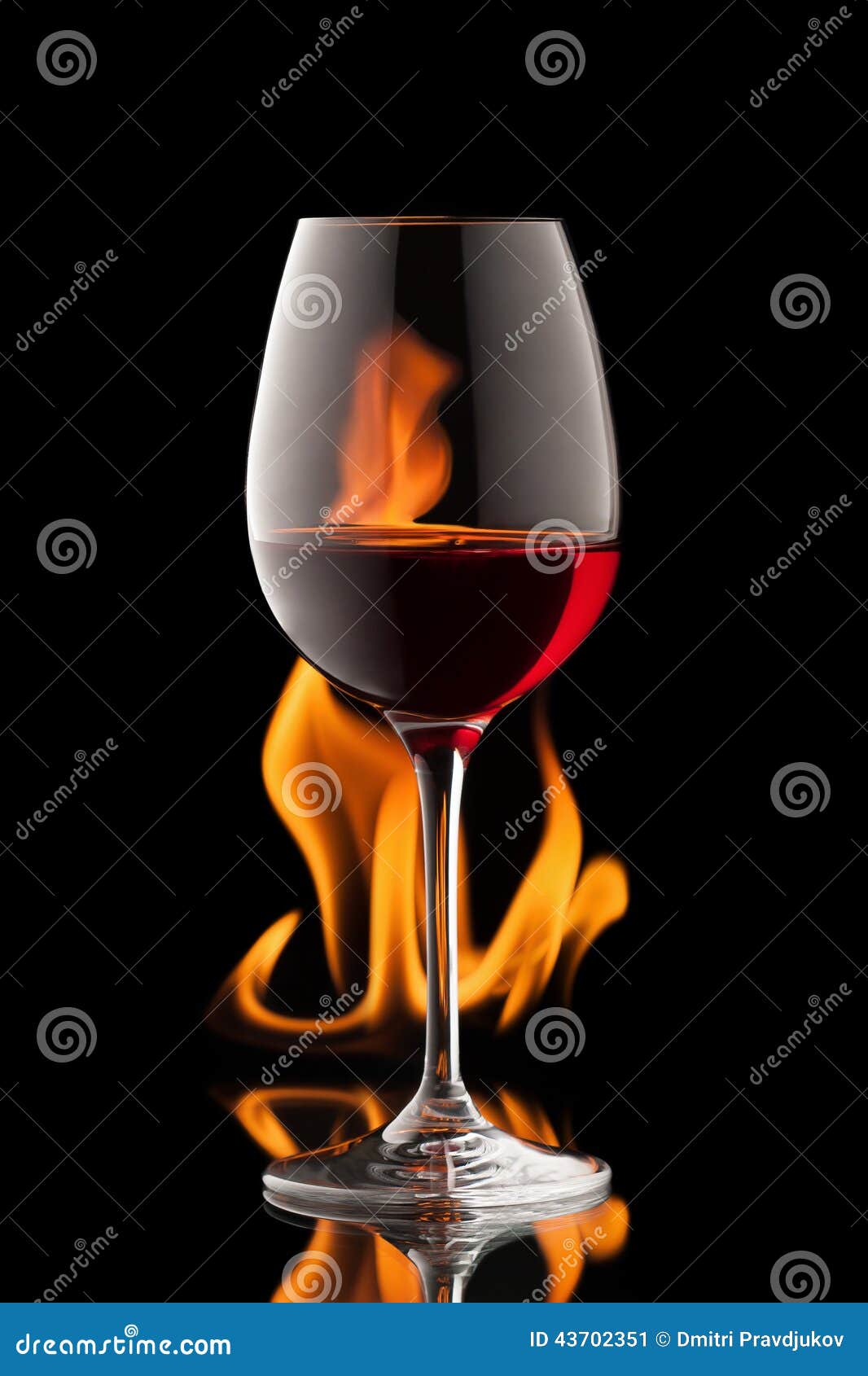 Glass of Wine on Black Background with Fire Splash Stock Image - Image ...