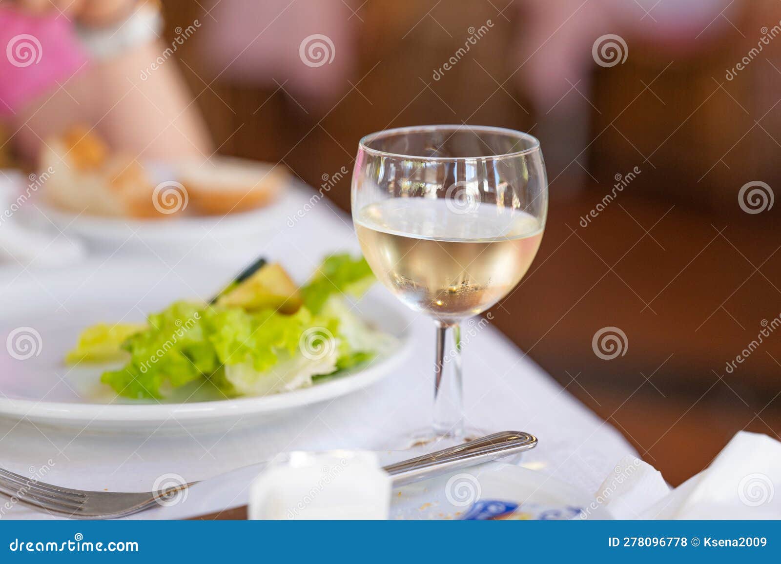 Glass of wine at lunch stock photo. Image of fancy, wineglass - 278096778