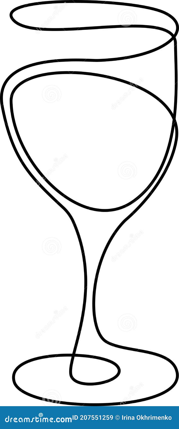 Glass of Wine Outline Continuous Stock Illustration - Illustration of ...