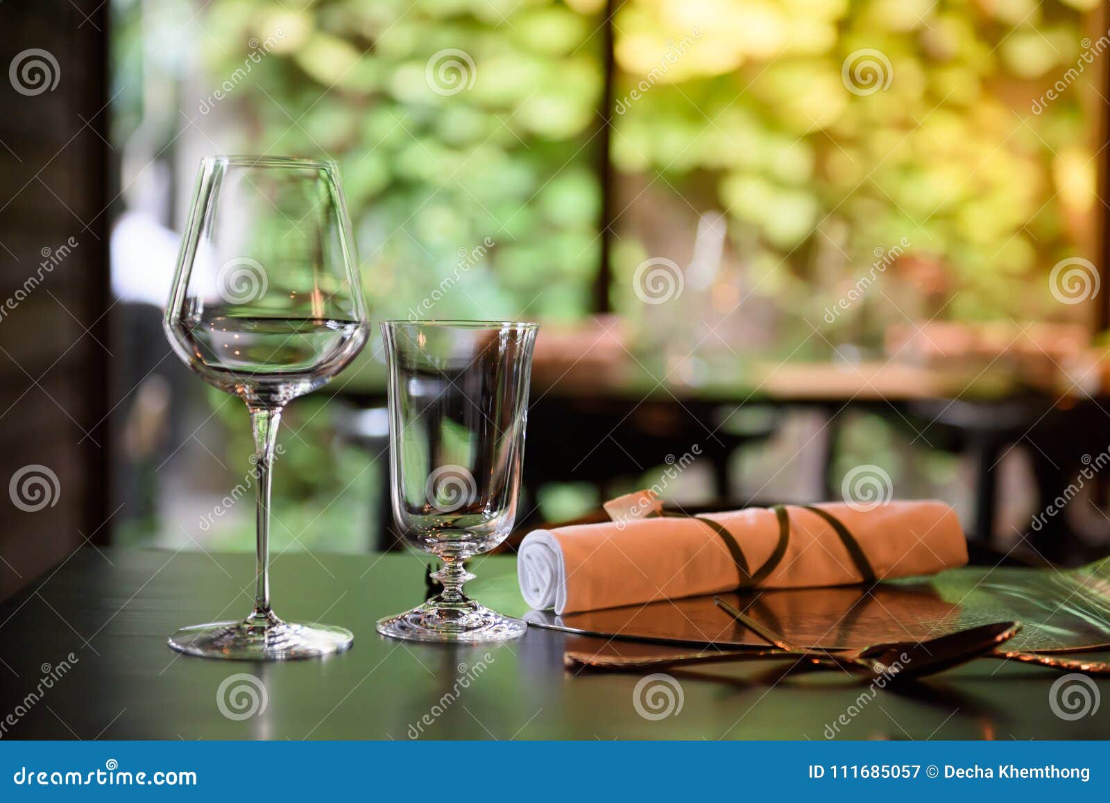A Glass of Wine is Placed on the Dinner Table. Stock Image - Image of ...