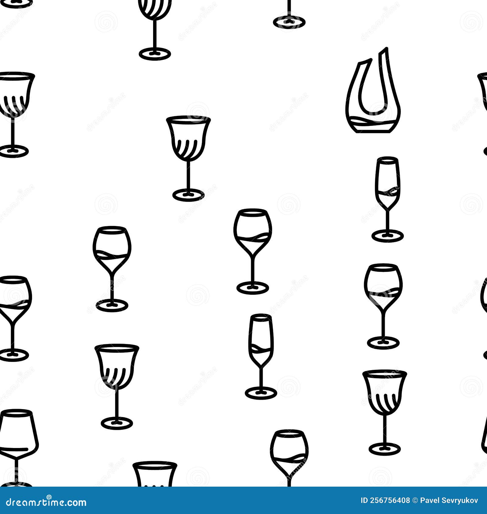 Glass Wine Red Wineglass Drink Vector Seamless Pattern Stock ...