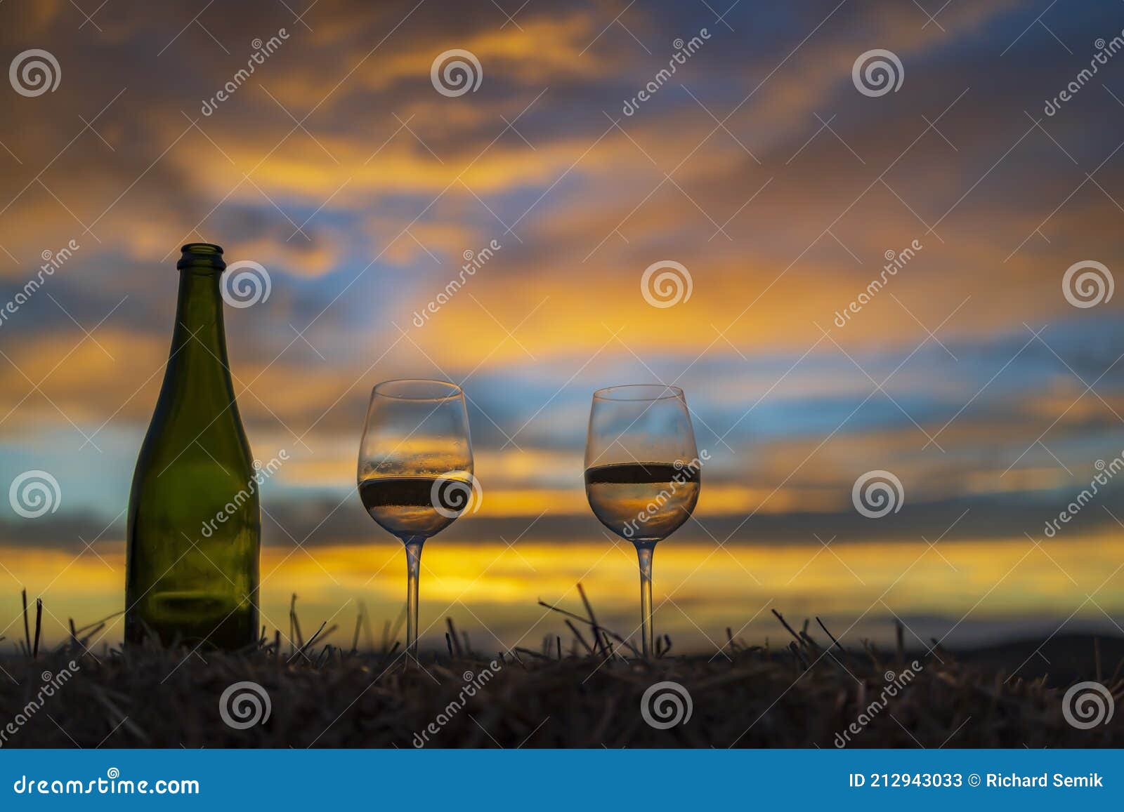 Glass of Wine with Sunset in Late Summer Stock Image - Image of ...