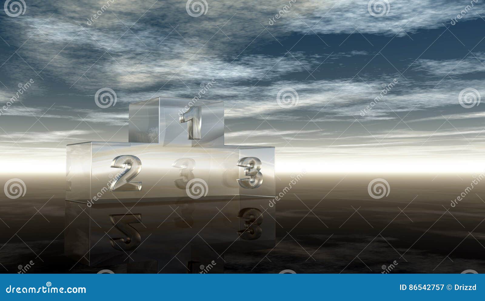 Glass Winner Podium Under Cloudy Sky Stock Illustration - Illustration ...