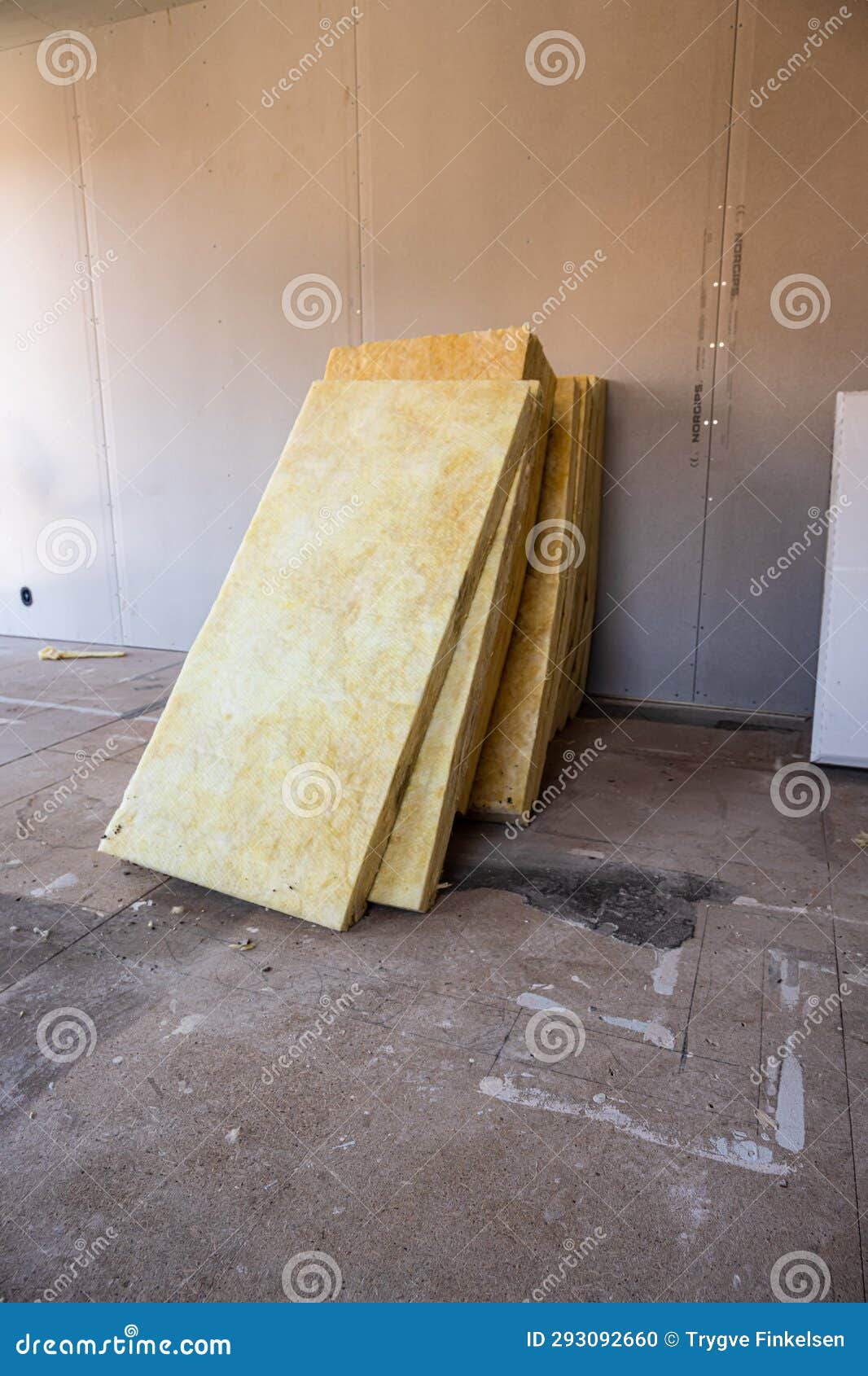 Glass Wool Insulation Stacked by a Wall.. Stock Photo - Image of roof ...