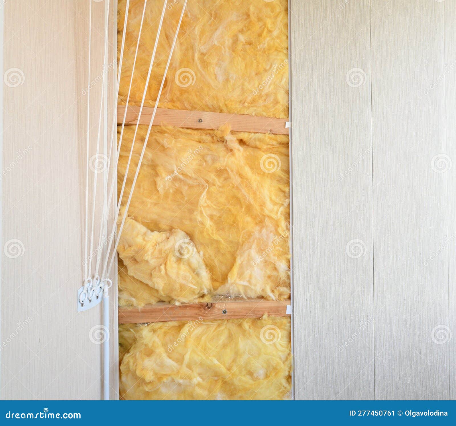 Glass Wool - the Thermal Insulation Material Under PVC Panels Stock ...