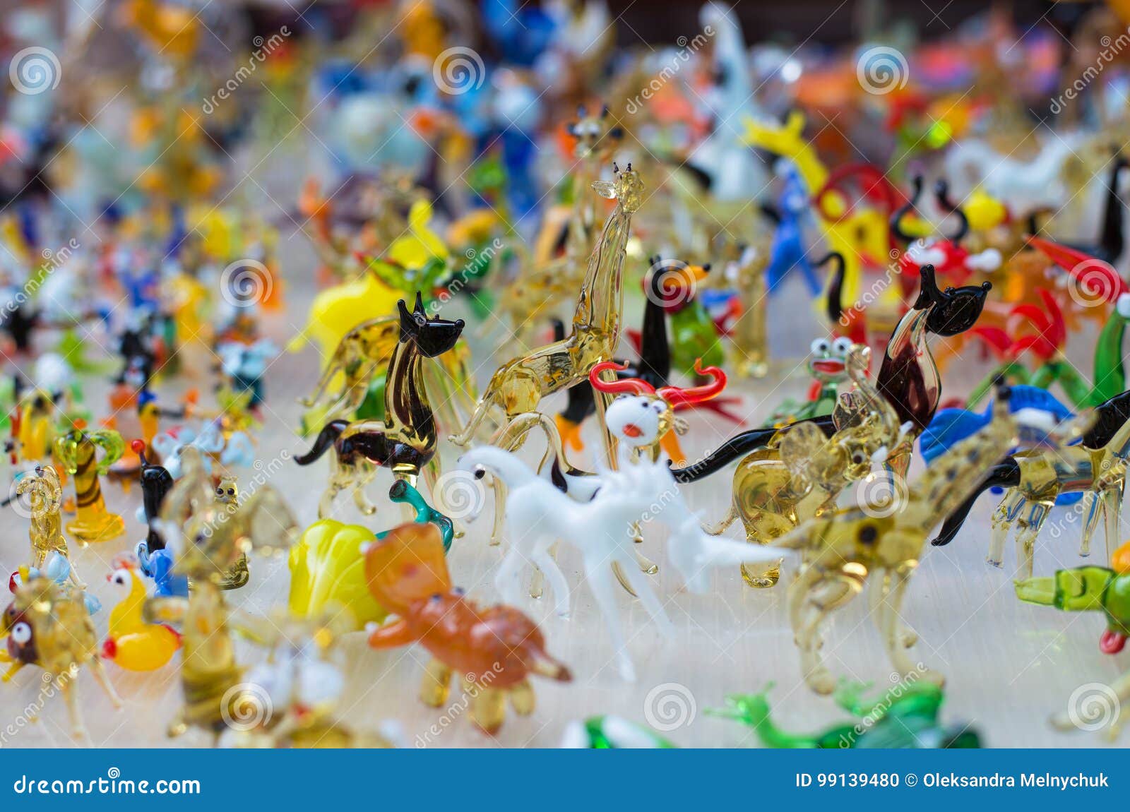 Glass Work of Tiny Figures of Animals Stock Photo - Image of character ...