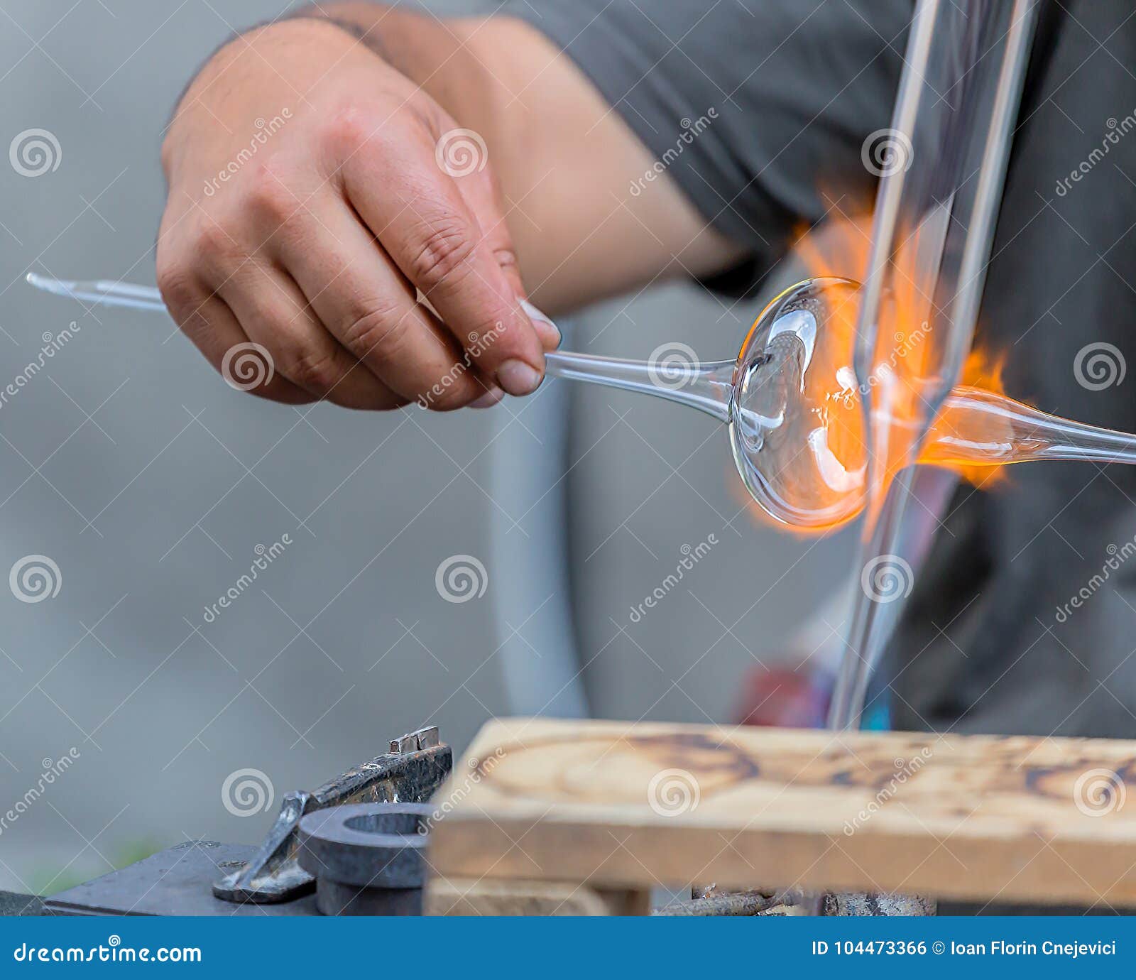 Glass Worker in Action on the Street Stock Photo - Image of master ...