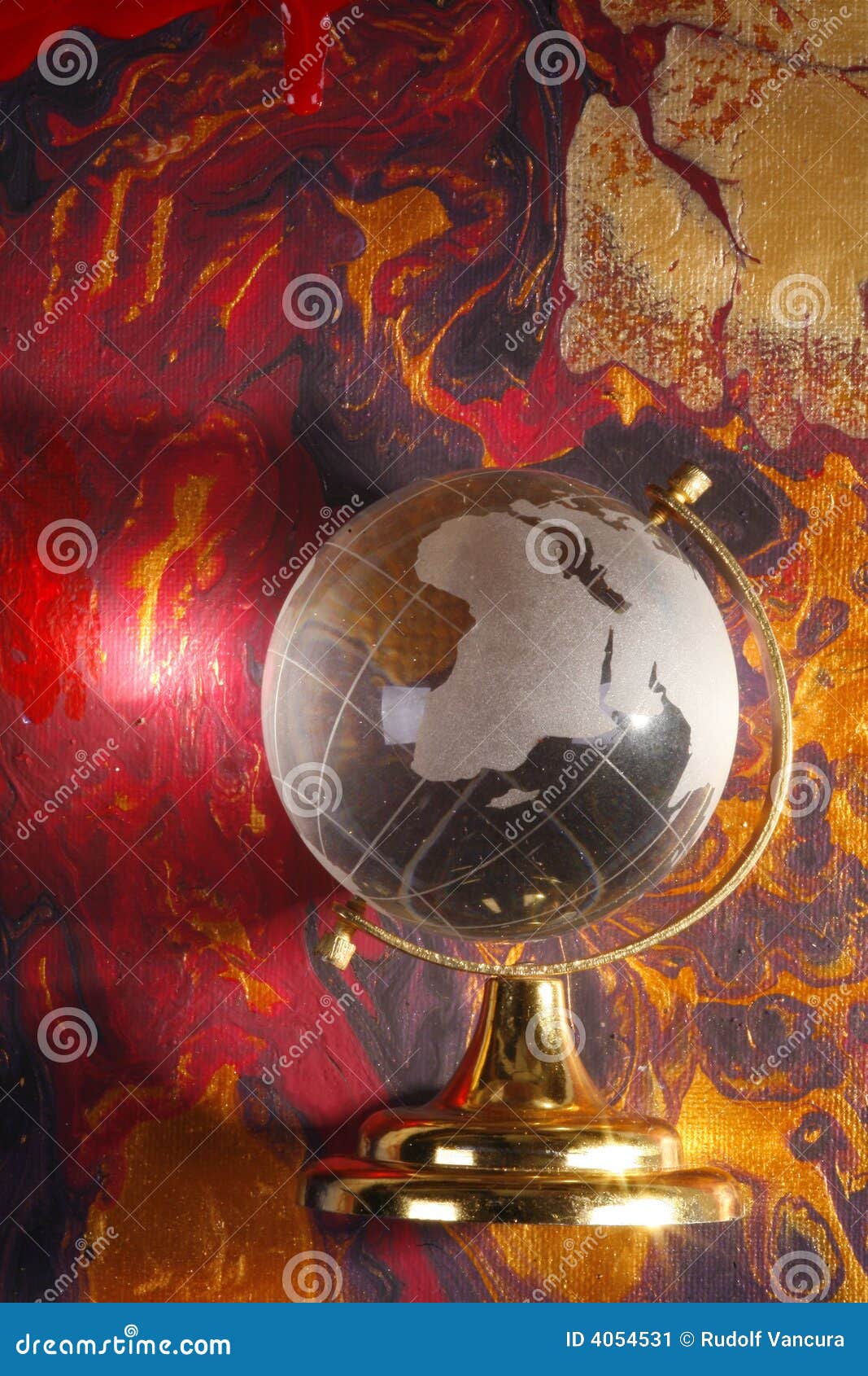 Glass World Globe on Abstract Stock Image - Image of composition ...