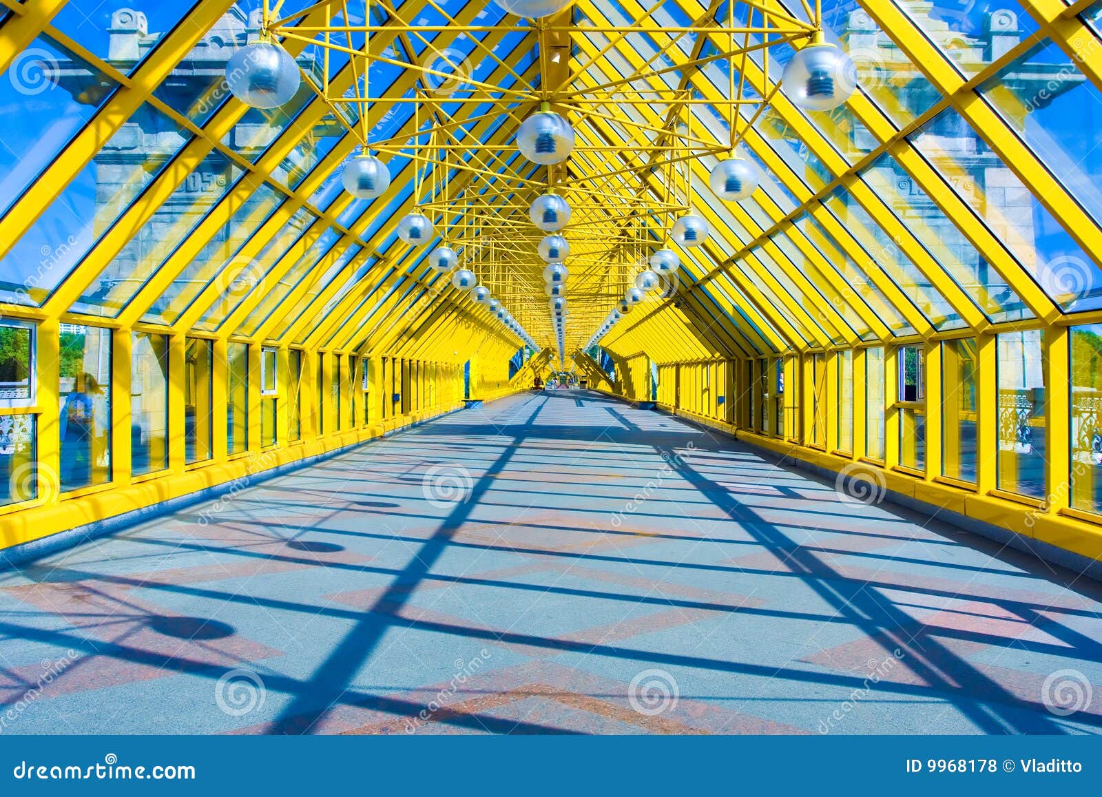 Glass Yellow Corridor in Office Stock Photo - Image of background ...