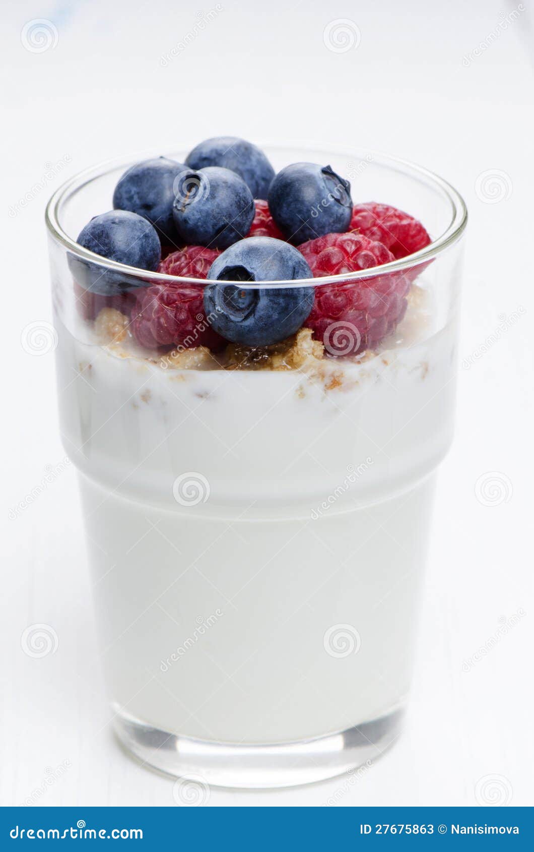 Glass with yogurt stock image. Image of fruit, diet, berry - 27675863