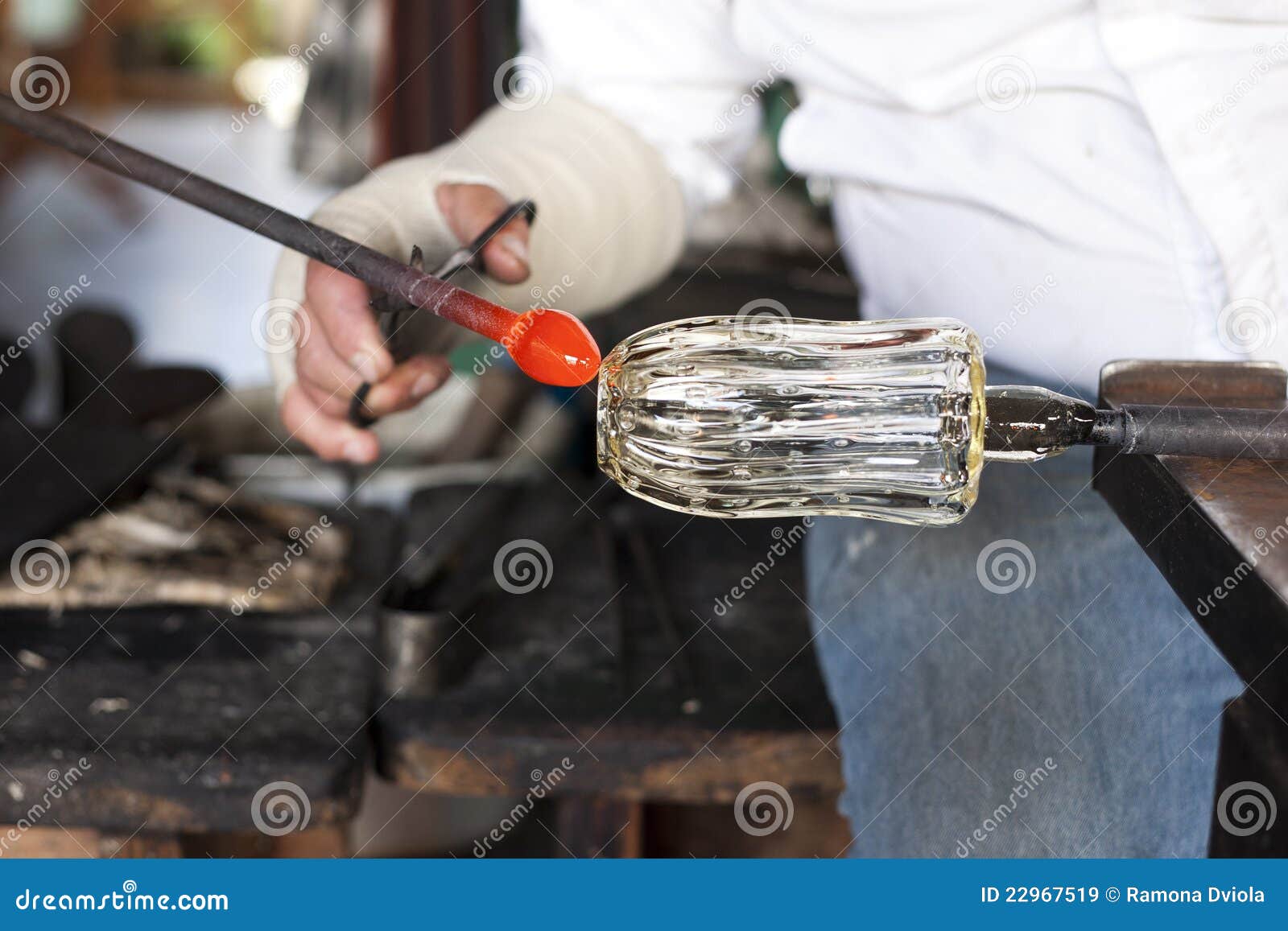 Glassblower Shaping Molten Glass Royalty-Free Stock Photography ...