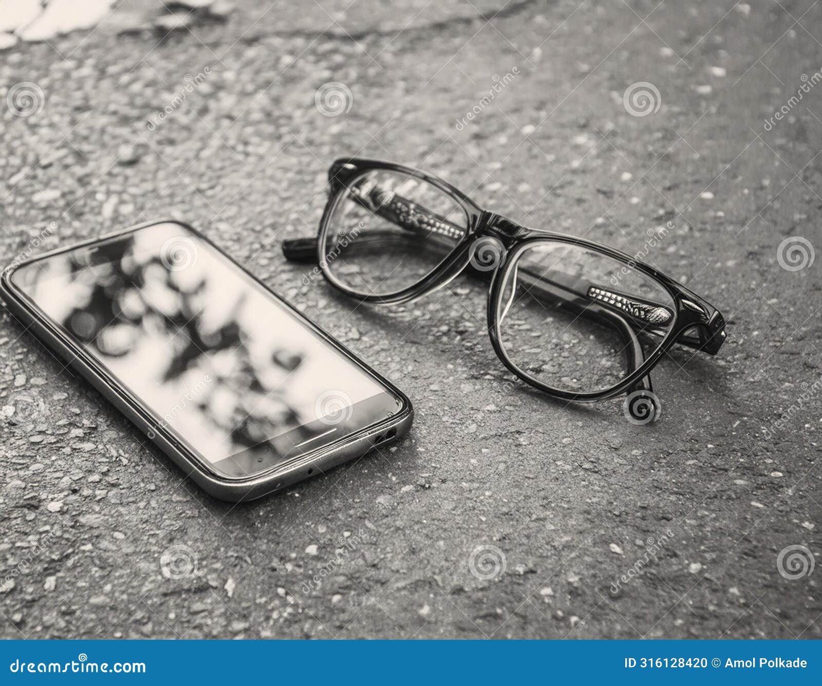 Glasse and Hand Mobile Phone Back in White Stock Photo - Image of ...