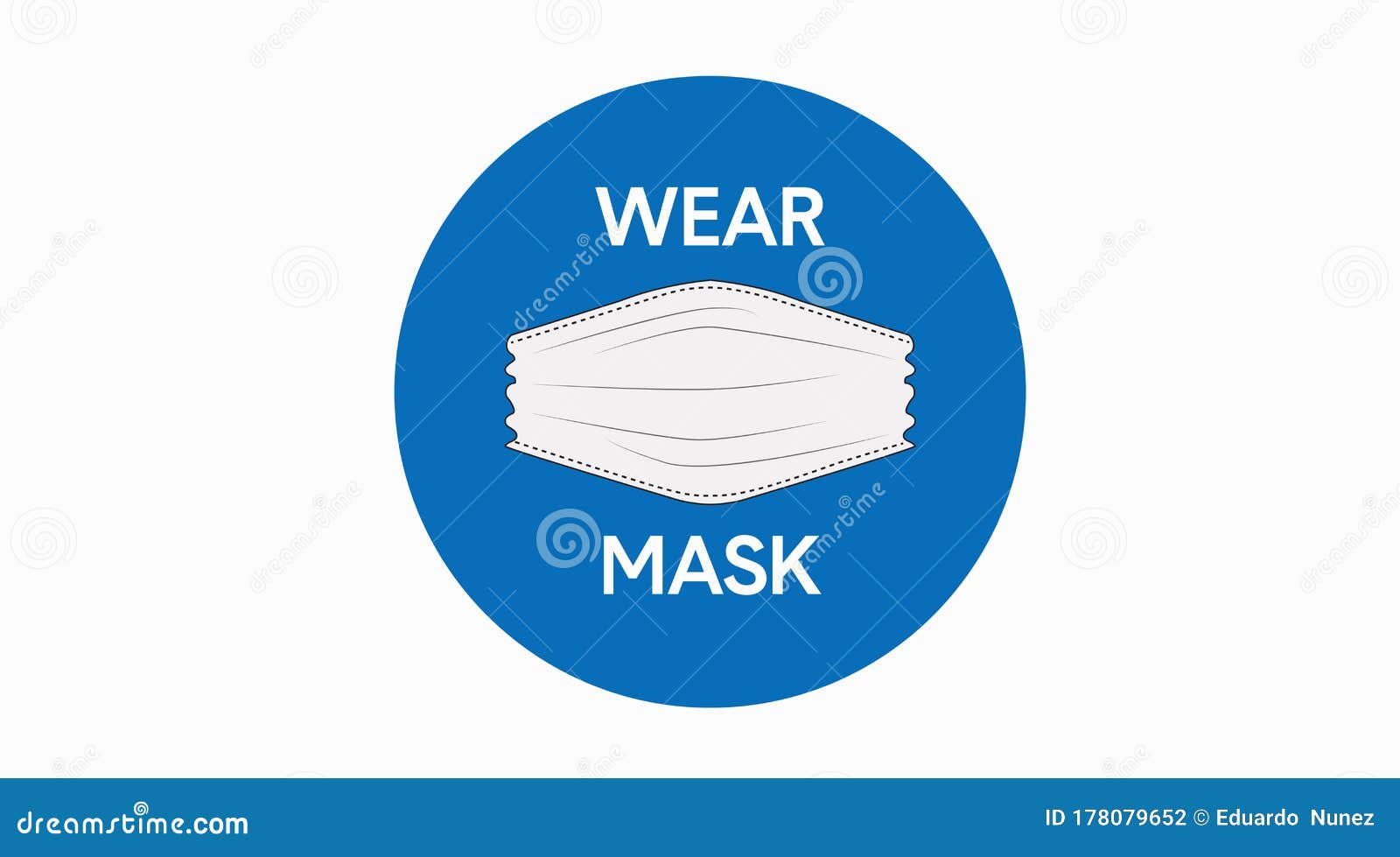 Vector Blue Wear Mask Sign, with a Medical Mask Stock Vector ...
