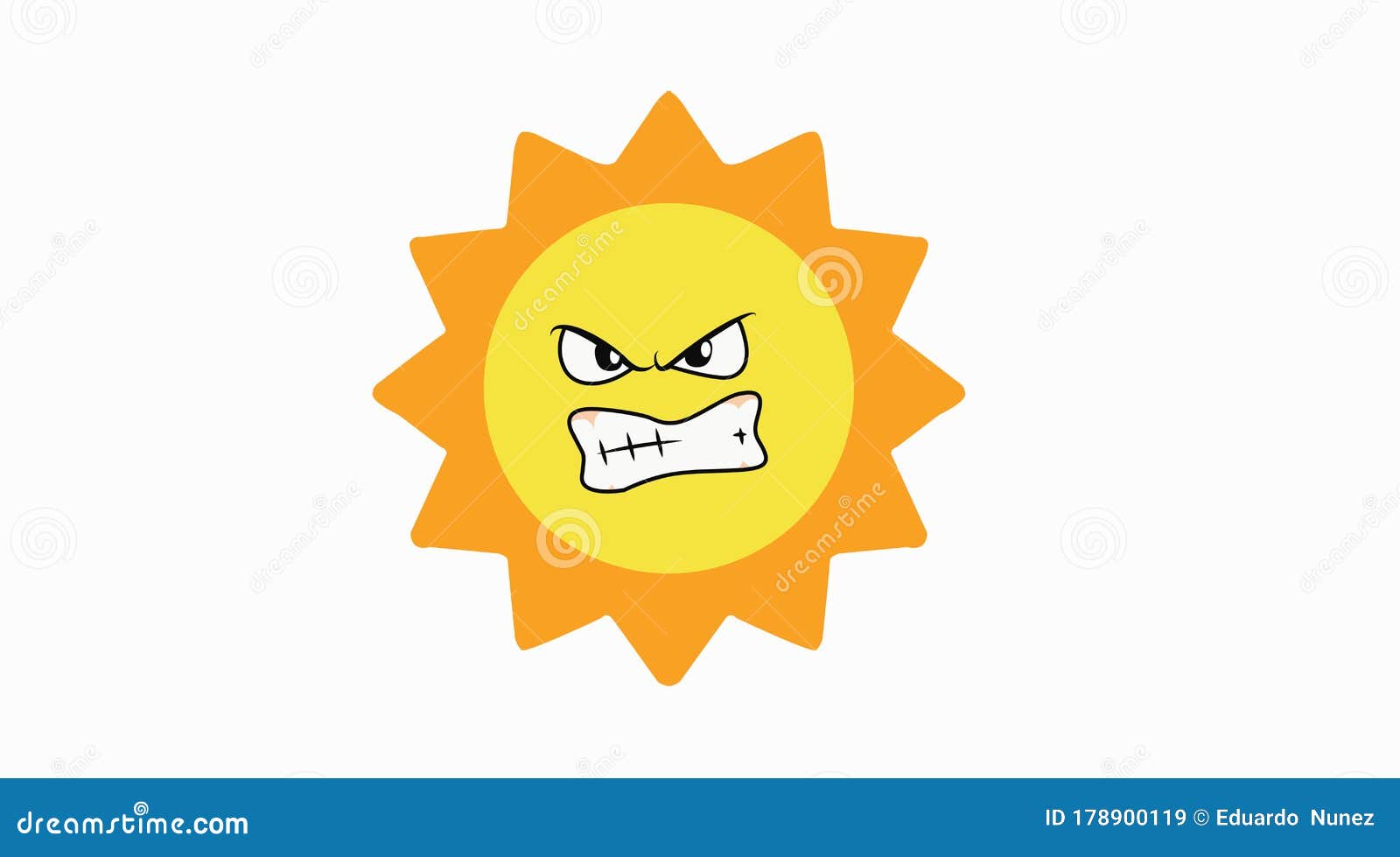 Vector Isolated Illustration of a Cartoon Angry Sun Stock Vector ...